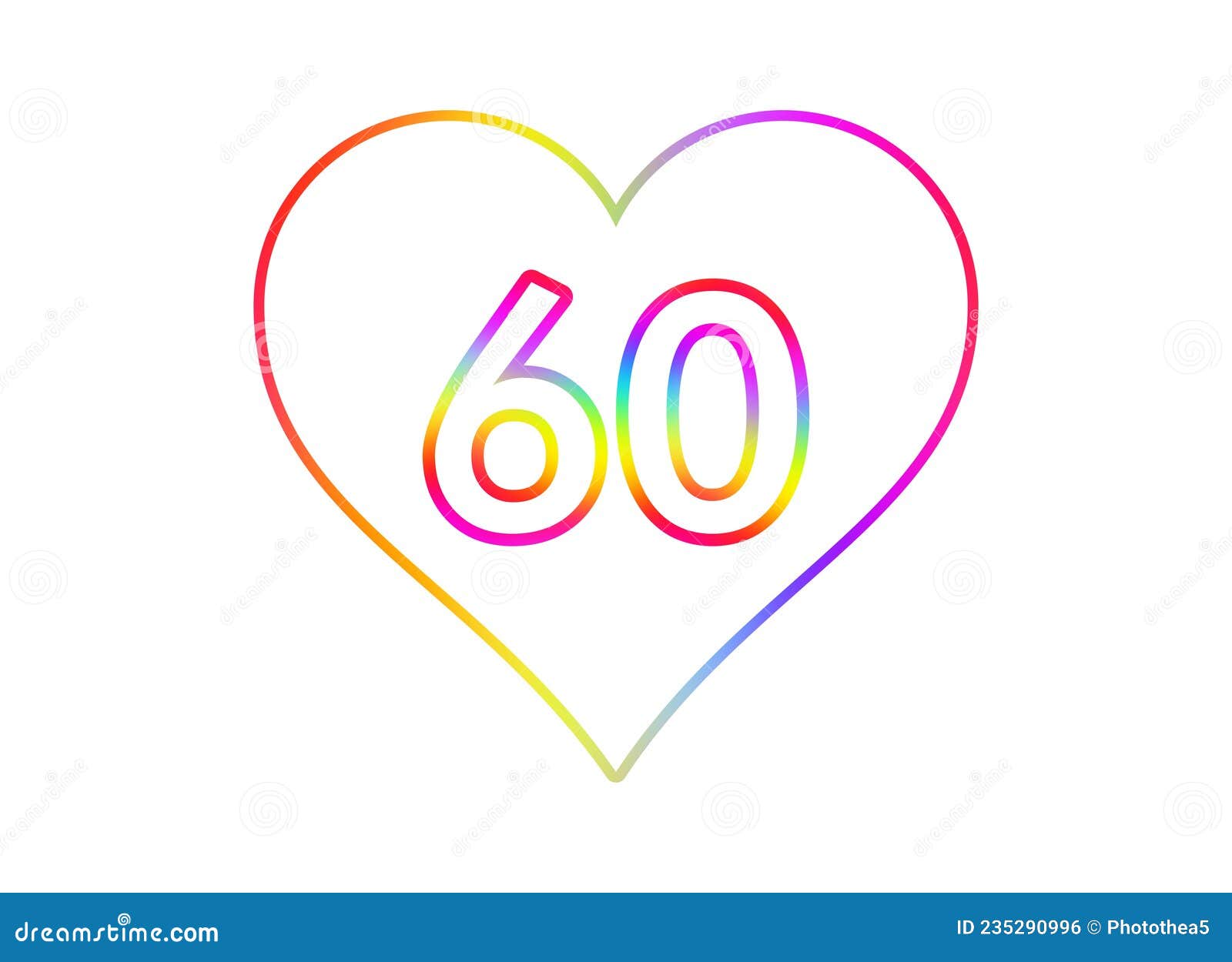 Number 60 into a White Heart Stock Illustration - Illustration of love ...