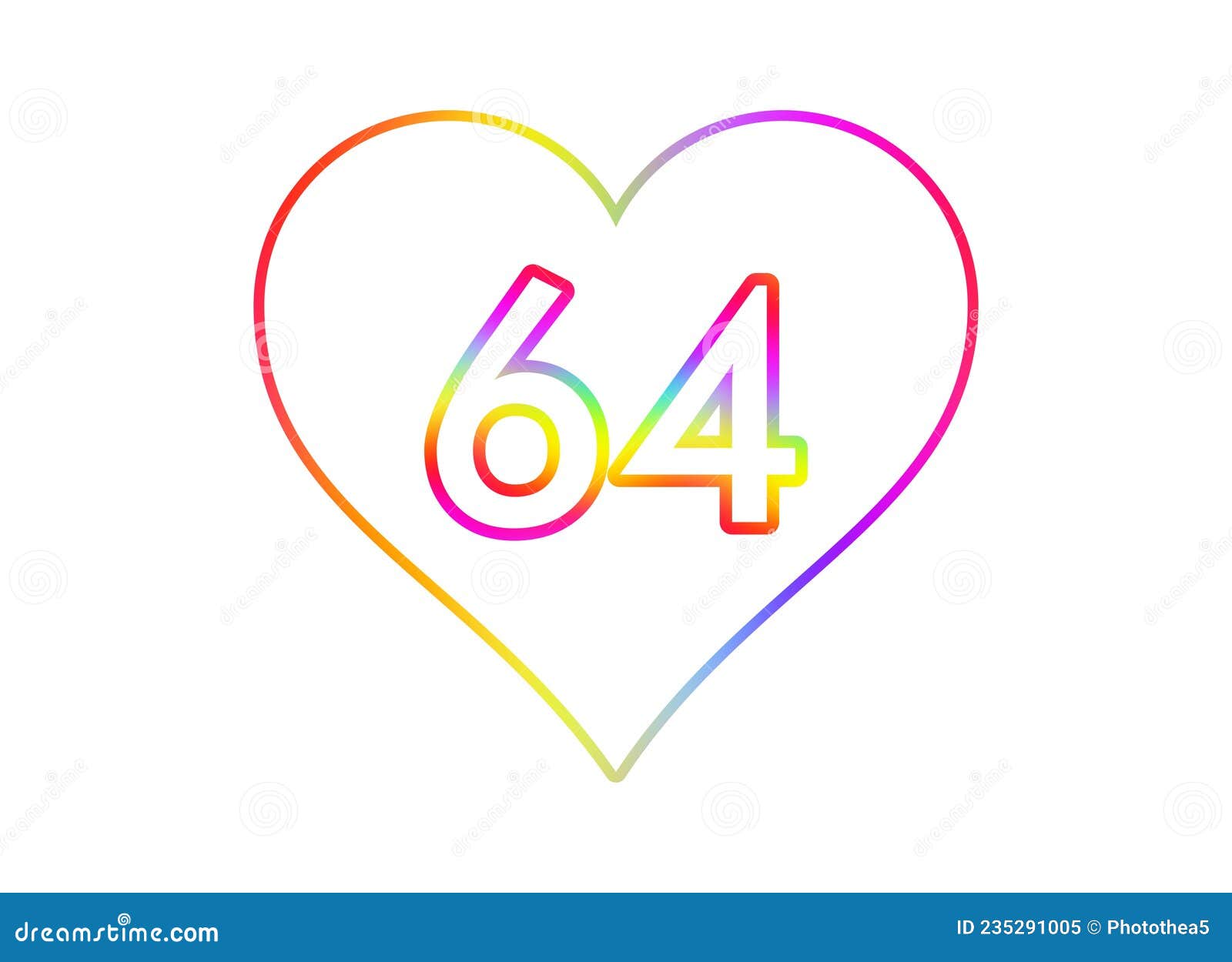 Number 64 into a White Heart Stock Illustration - Illustration of ...