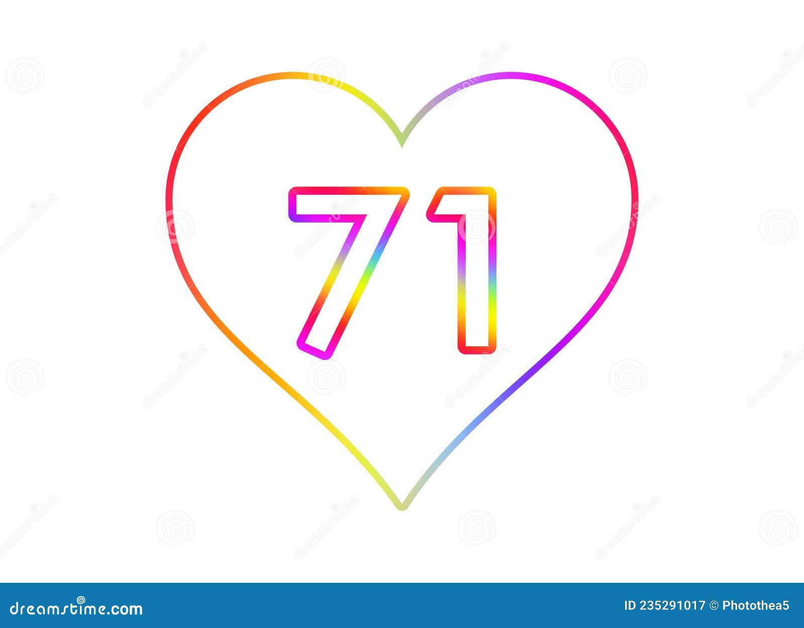 Number 71 into a White Heart Stock Illustration - Illustration of ...