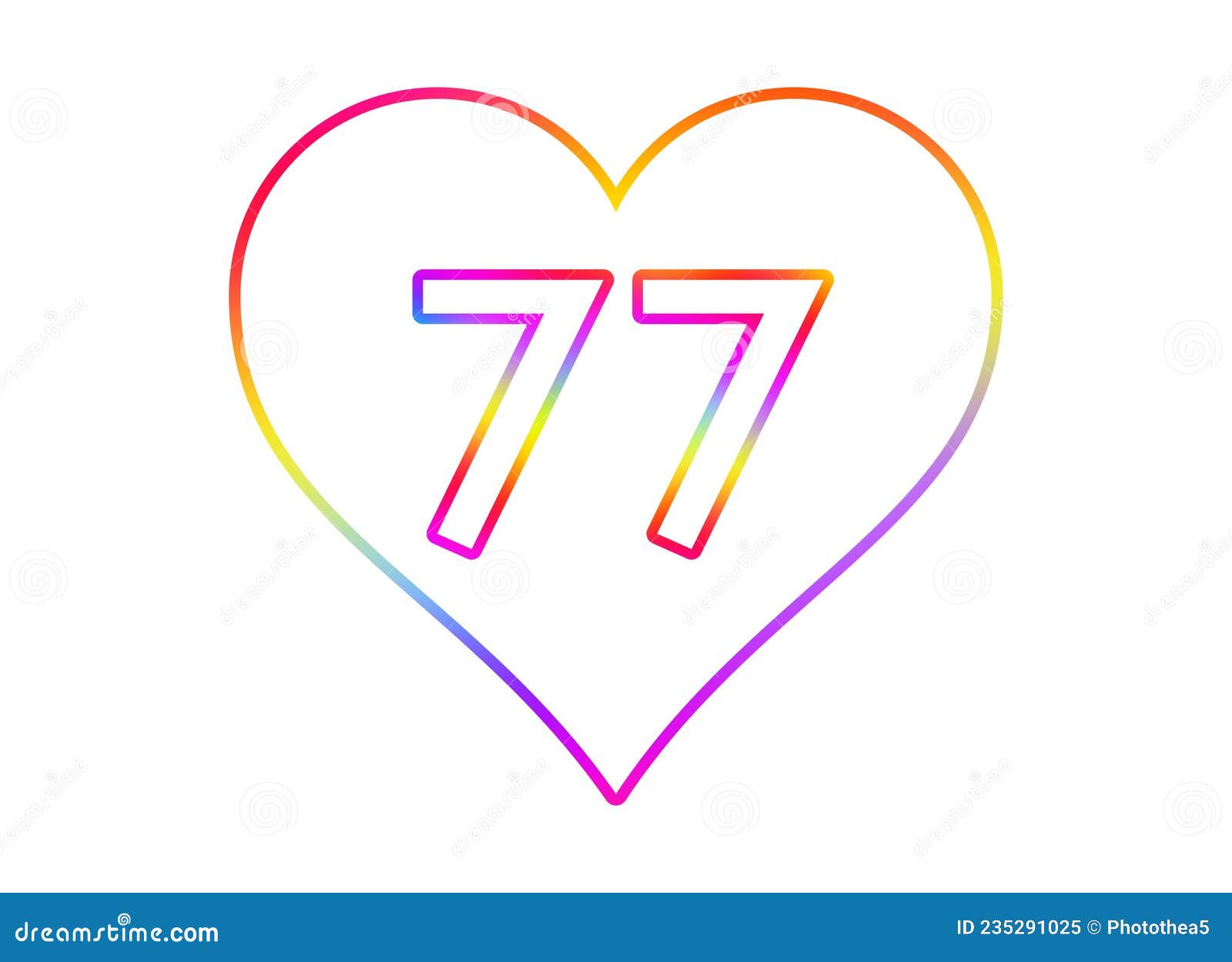 Number 77 into a White Heart Stock Illustration - Illustration of ...