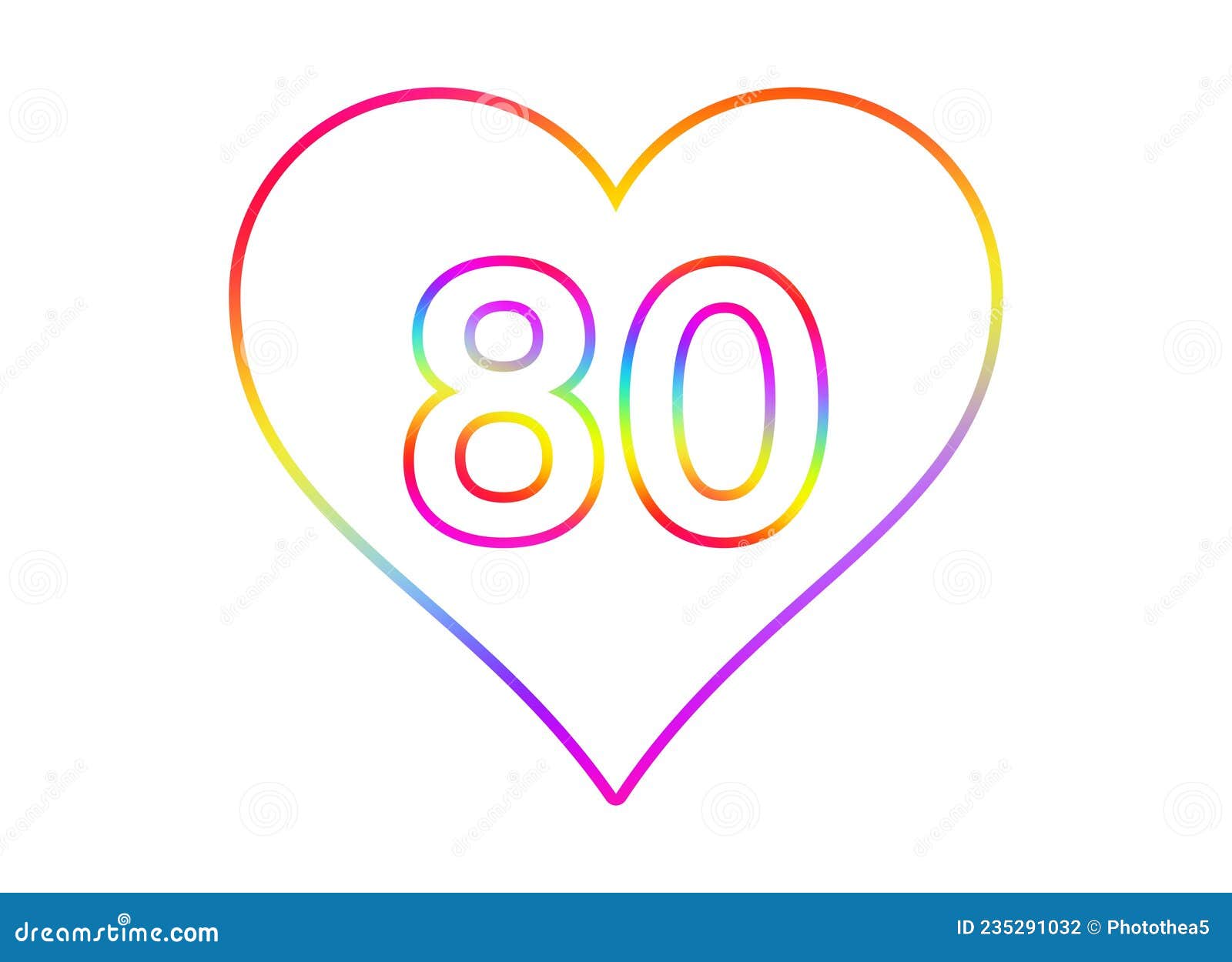 Number 80 into a White Heart Stock Illustration - Illustration of ...
