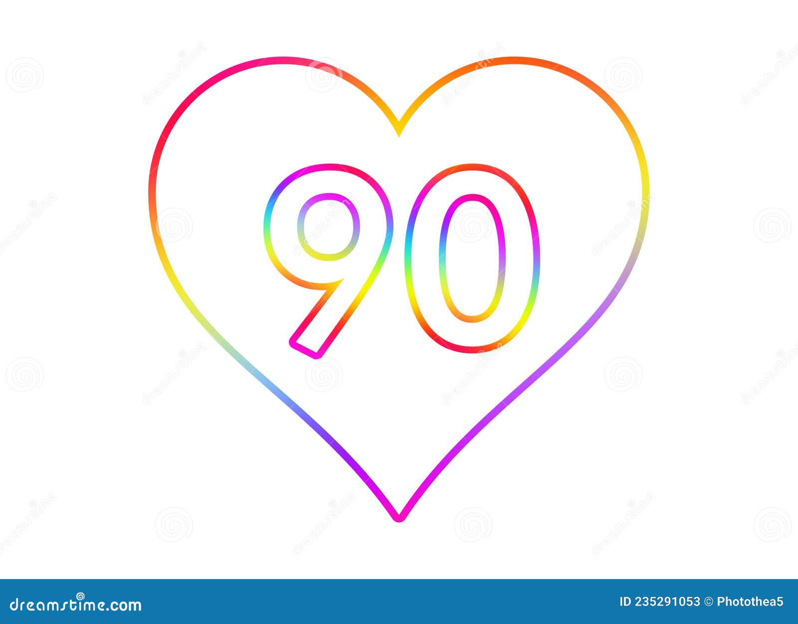Number 90 into a White Heart Stock Illustration - Illustration of ...