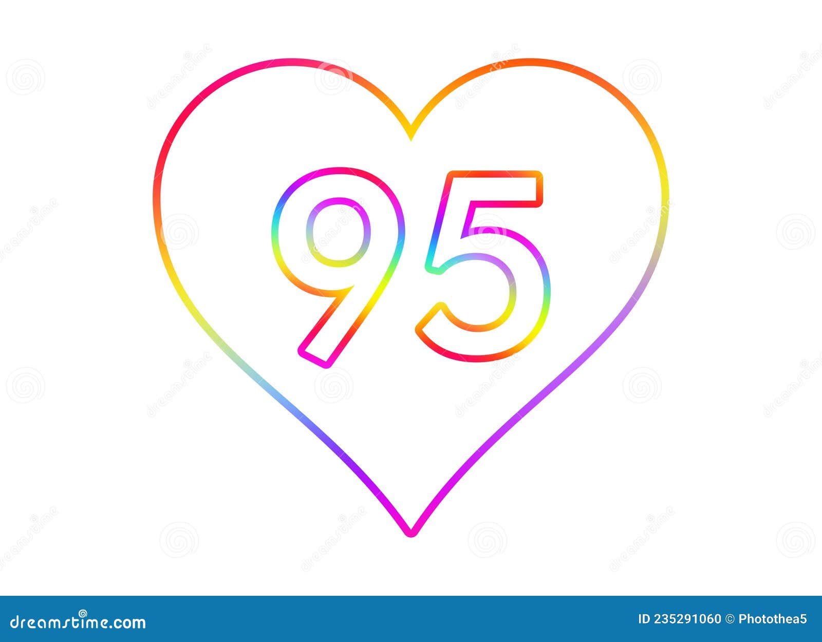 Number 95 into a White Heart Stock Illustration - Illustration of ...