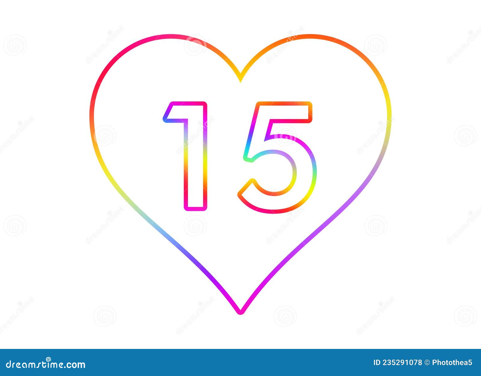 Number 15 into a White Heart Stock Illustration - Illustration of ...