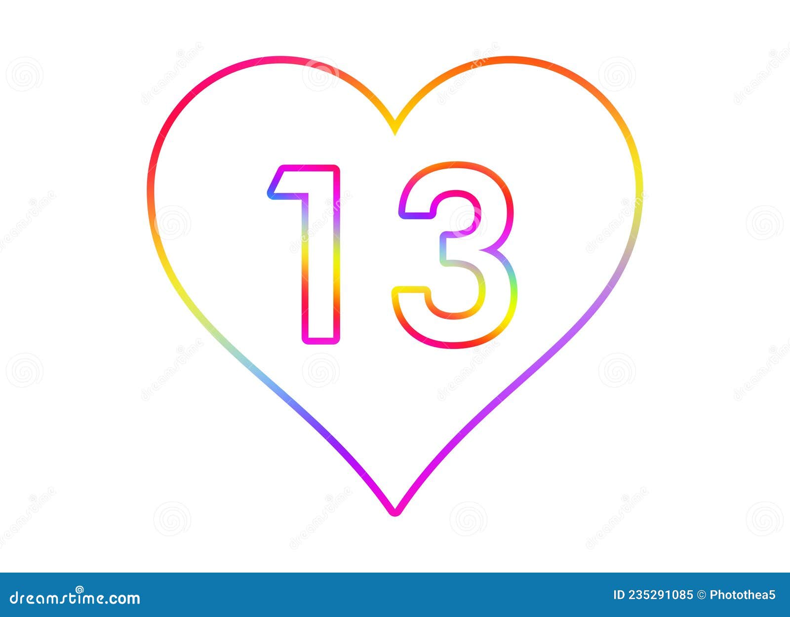 Number 13 into a White Heart Stock Illustration - Illustration of card ...