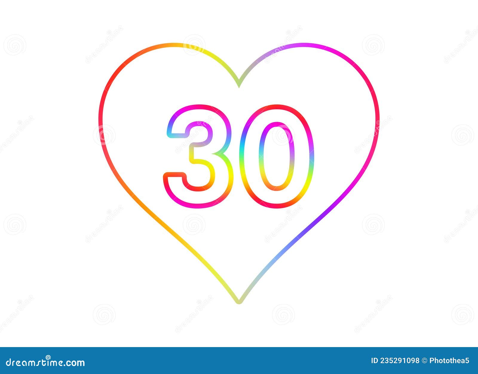 Number 30 into a White Heart Stock Illustration - Illustration of ...