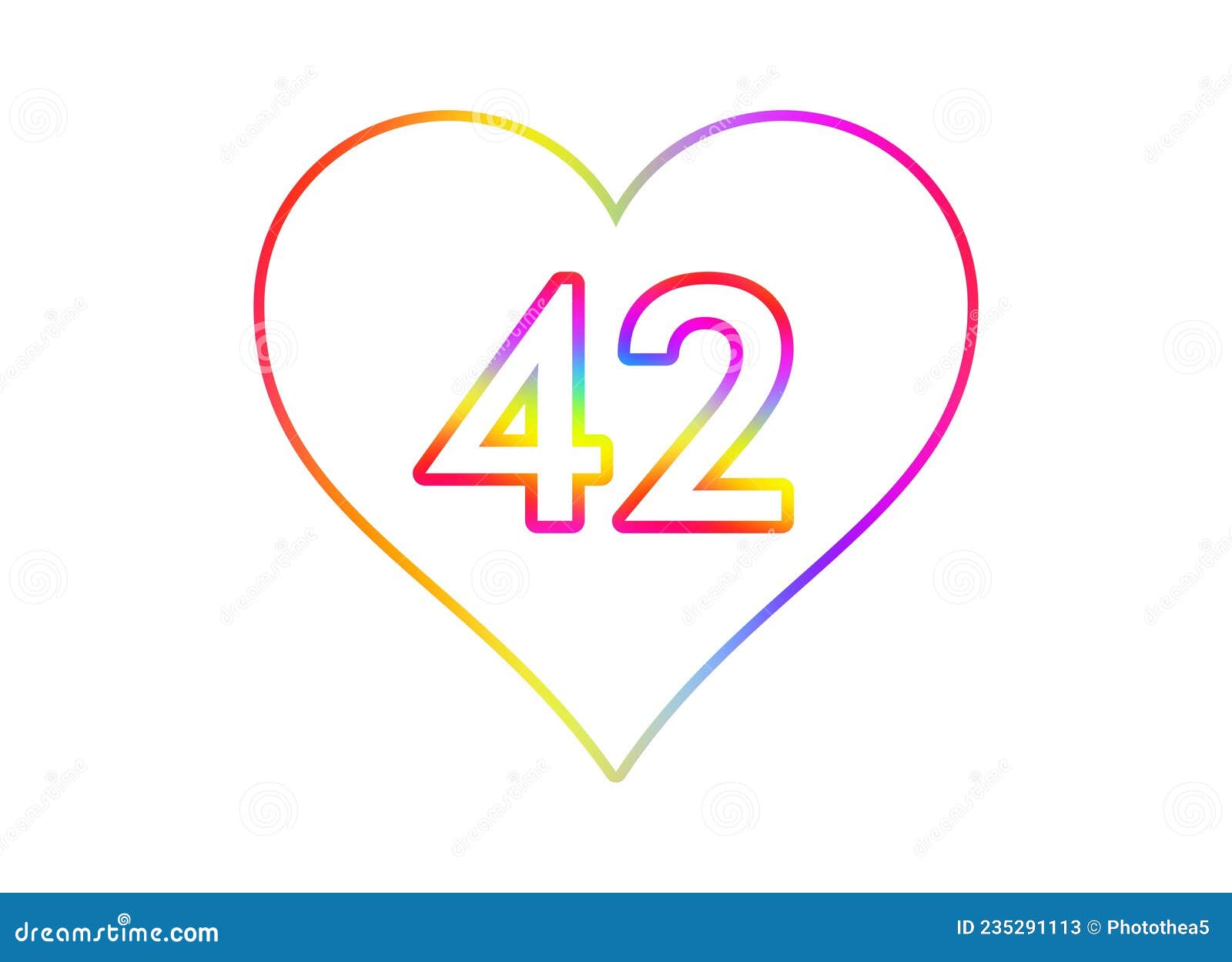 Number 42 into a White Heart Stock Illustration - Illustration of ...