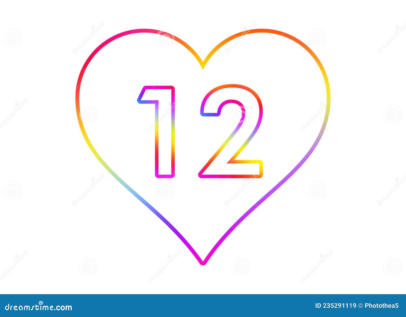 Number 12 into a White Heart Stock Illustration - Illustration of love ...