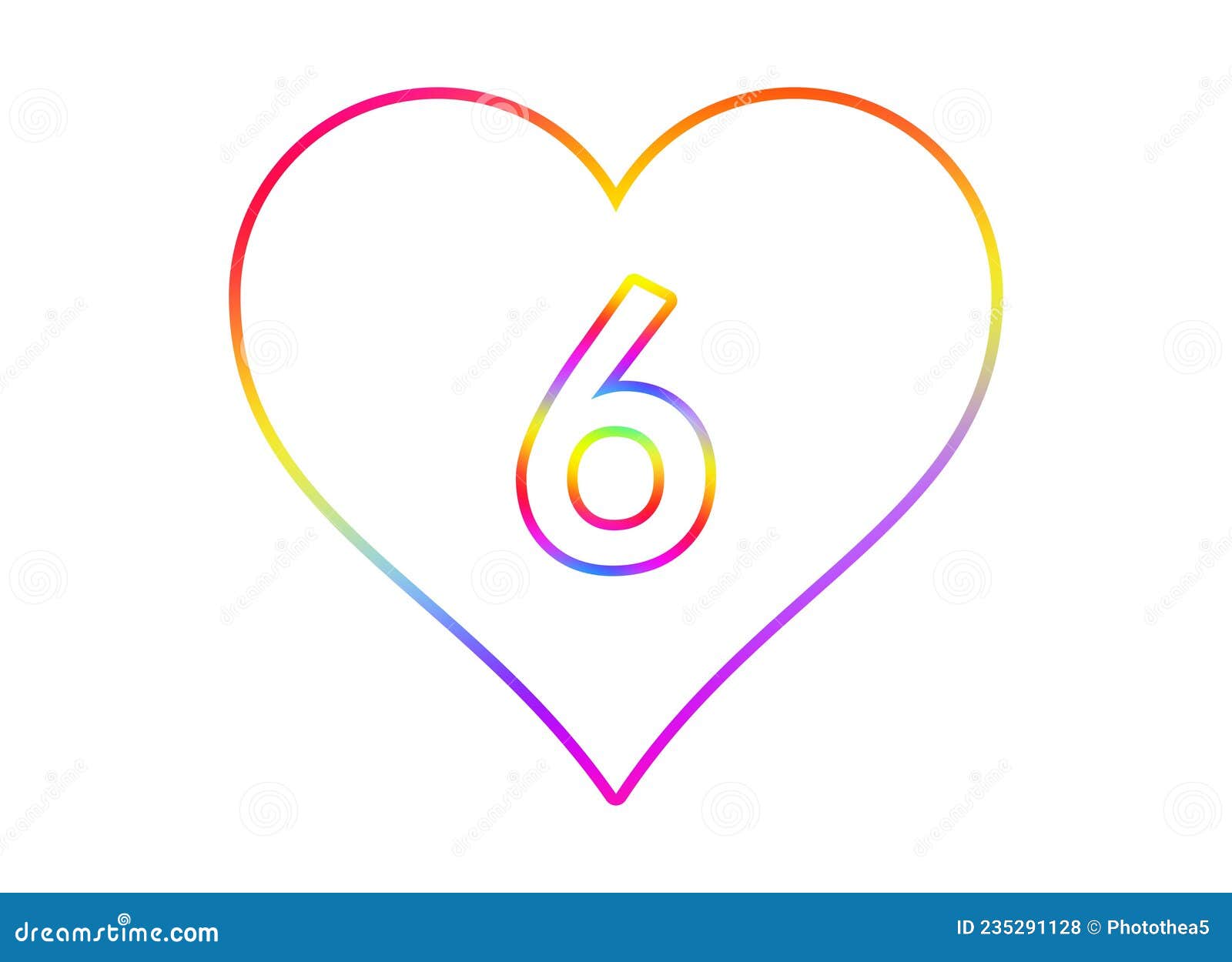 Number 6 into a White Heart Stock Illustration - Illustration of ...