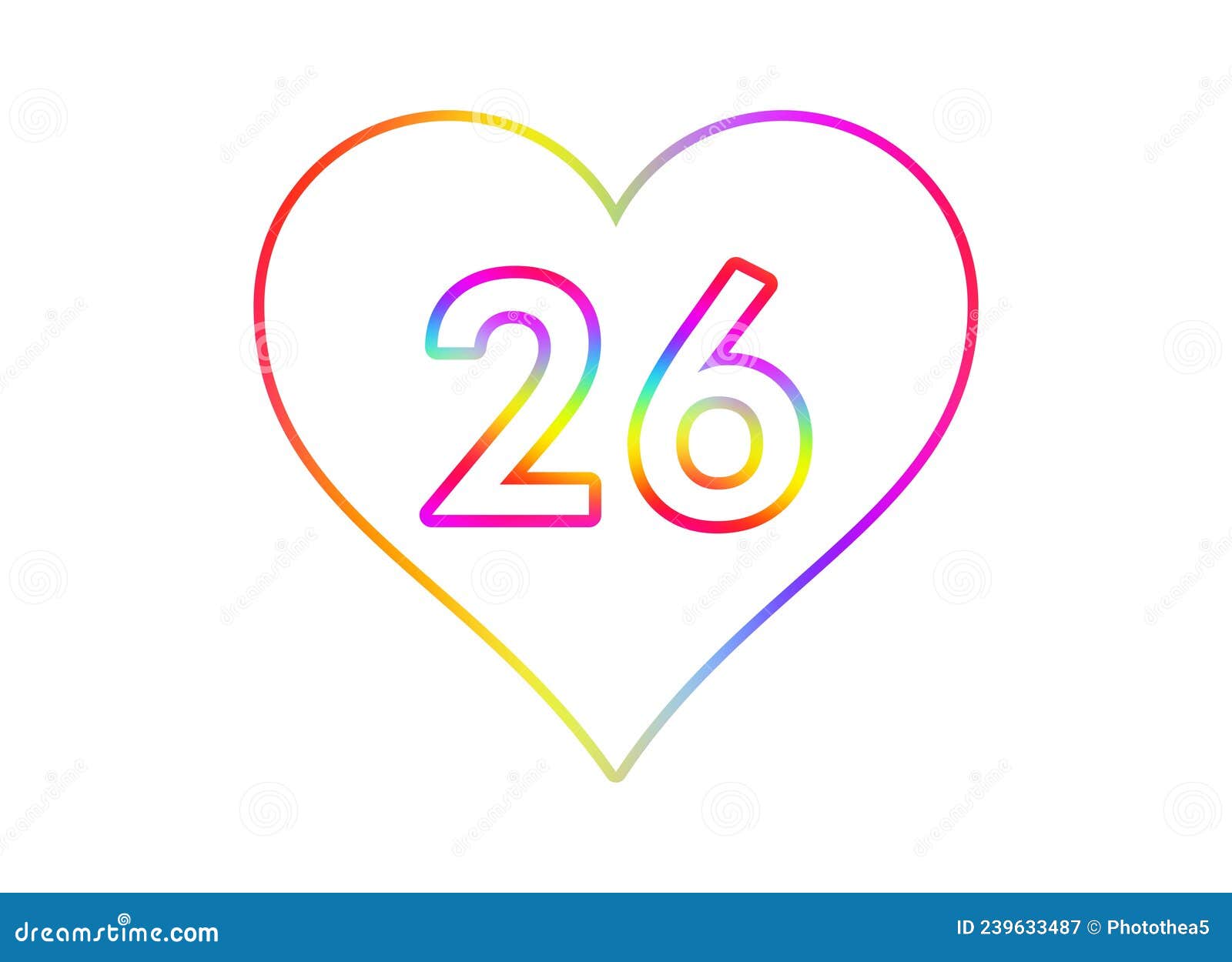 Number 26 into a White Heart Stock Illustration - Illustration of ...