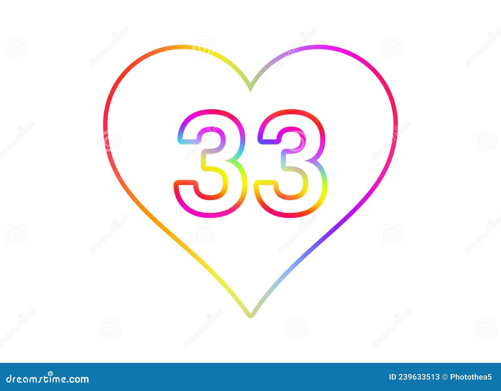 Number 33 into a White Heart Stock Illustration - Illustration of ...