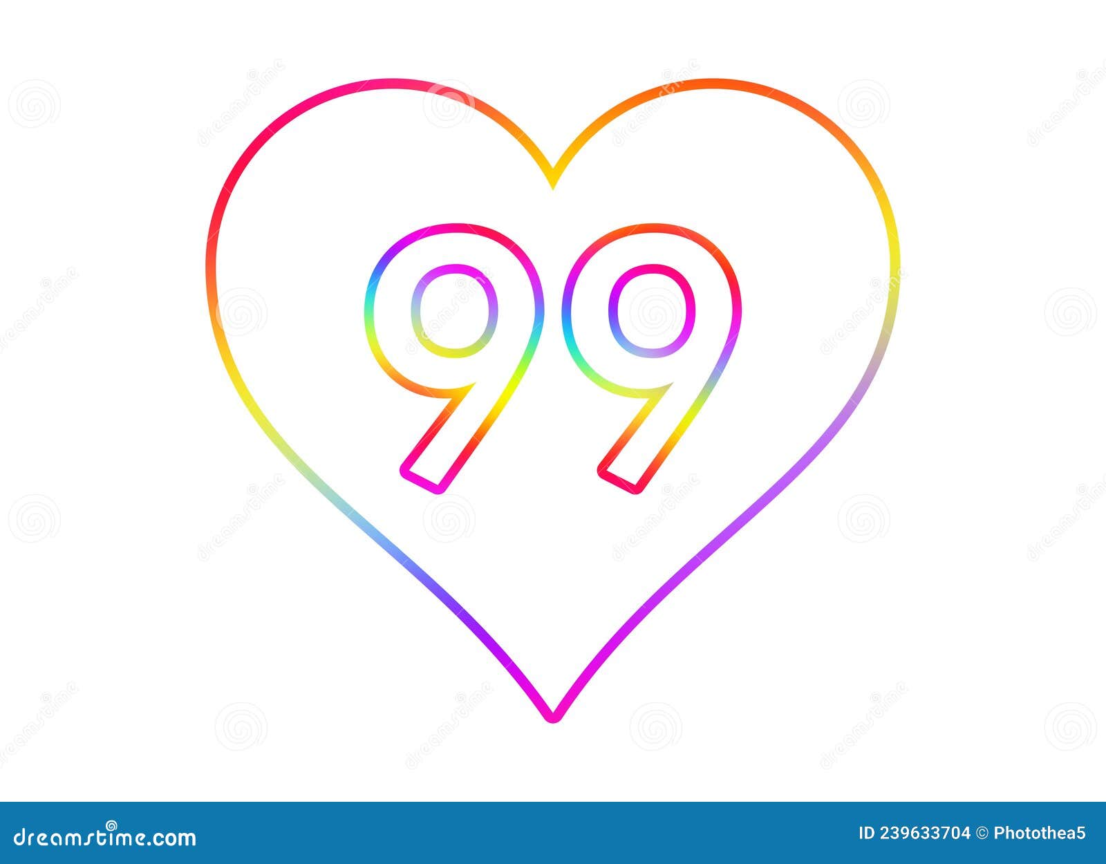Number 99 into a White Heart Stock Illustration - Illustration of card ...