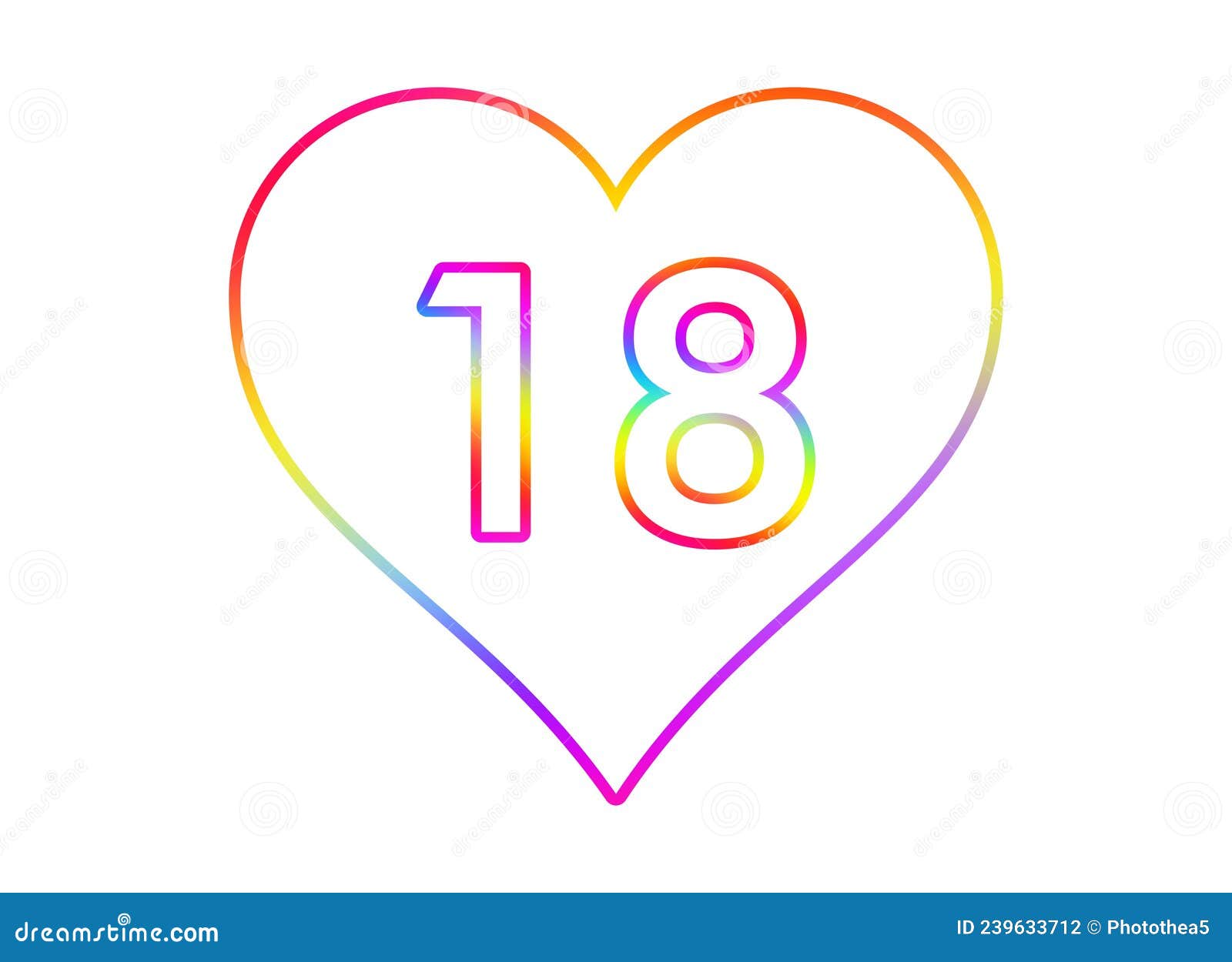 Number 18 into a White Heart Stock Illustration - Illustration of ...