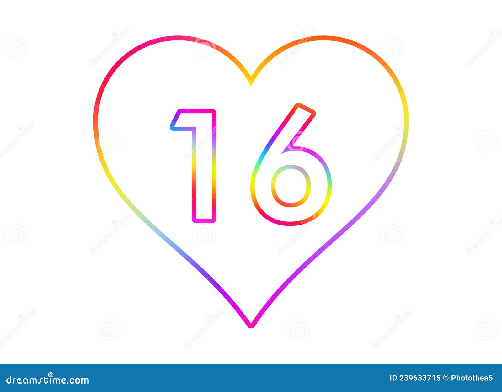 Number 16 into a White Heart Stock Illustration - Illustration of love ...