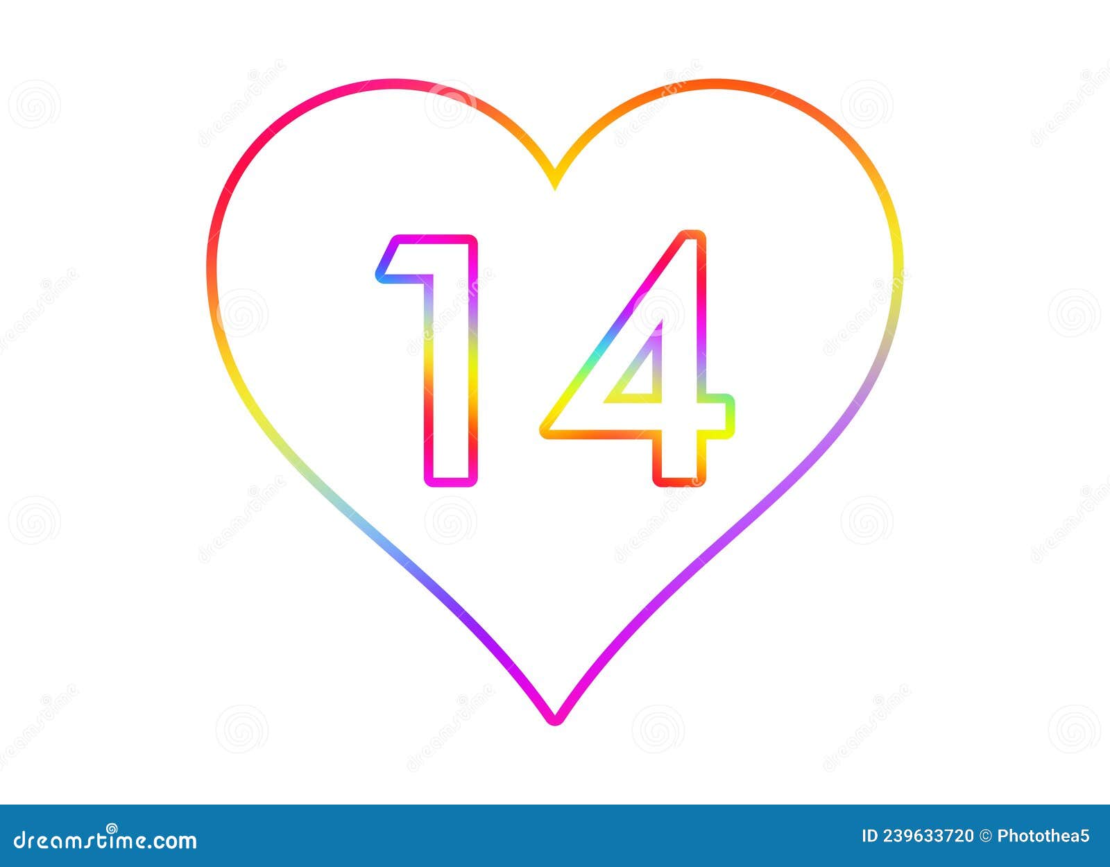 Number 14 into a White Heart Stock Illustration - Illustration of white ...