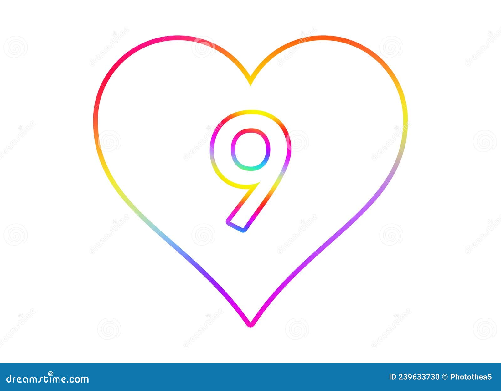 Number 9 into a White Heart Stock Illustration - Illustration of ...