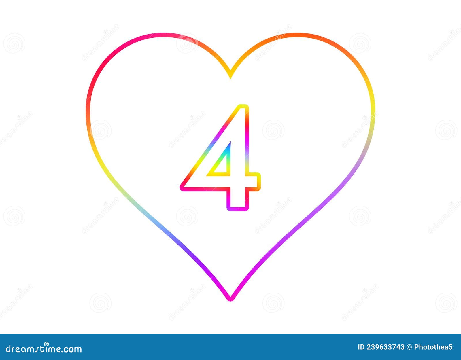 Number 4 into a White Heart Stock Illustration - Illustration of ...