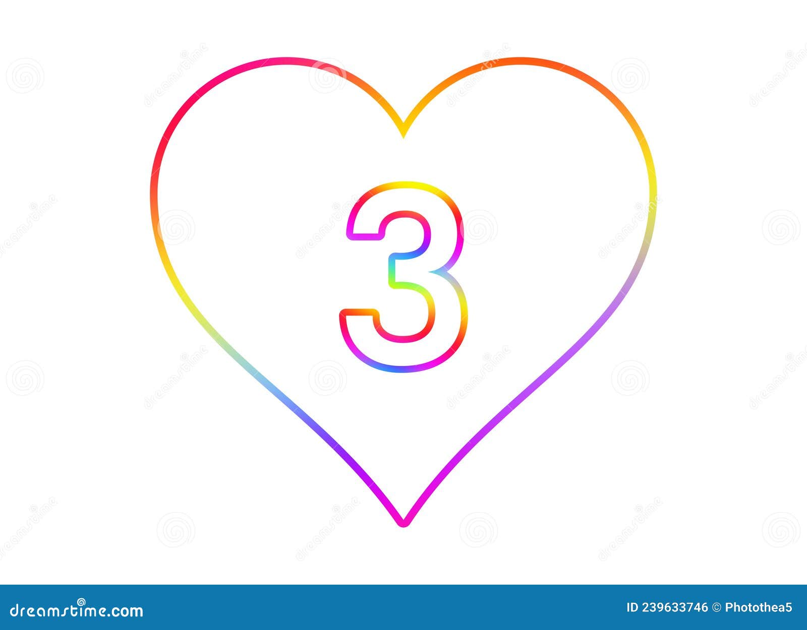 Number 3 into a White Heart Stock Illustration - Illustration of ...
