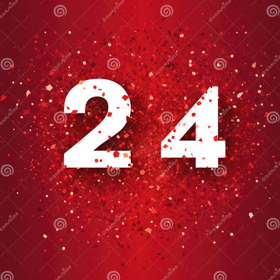Number 24 - White Number on Red Background with Red Confetti Stock ...