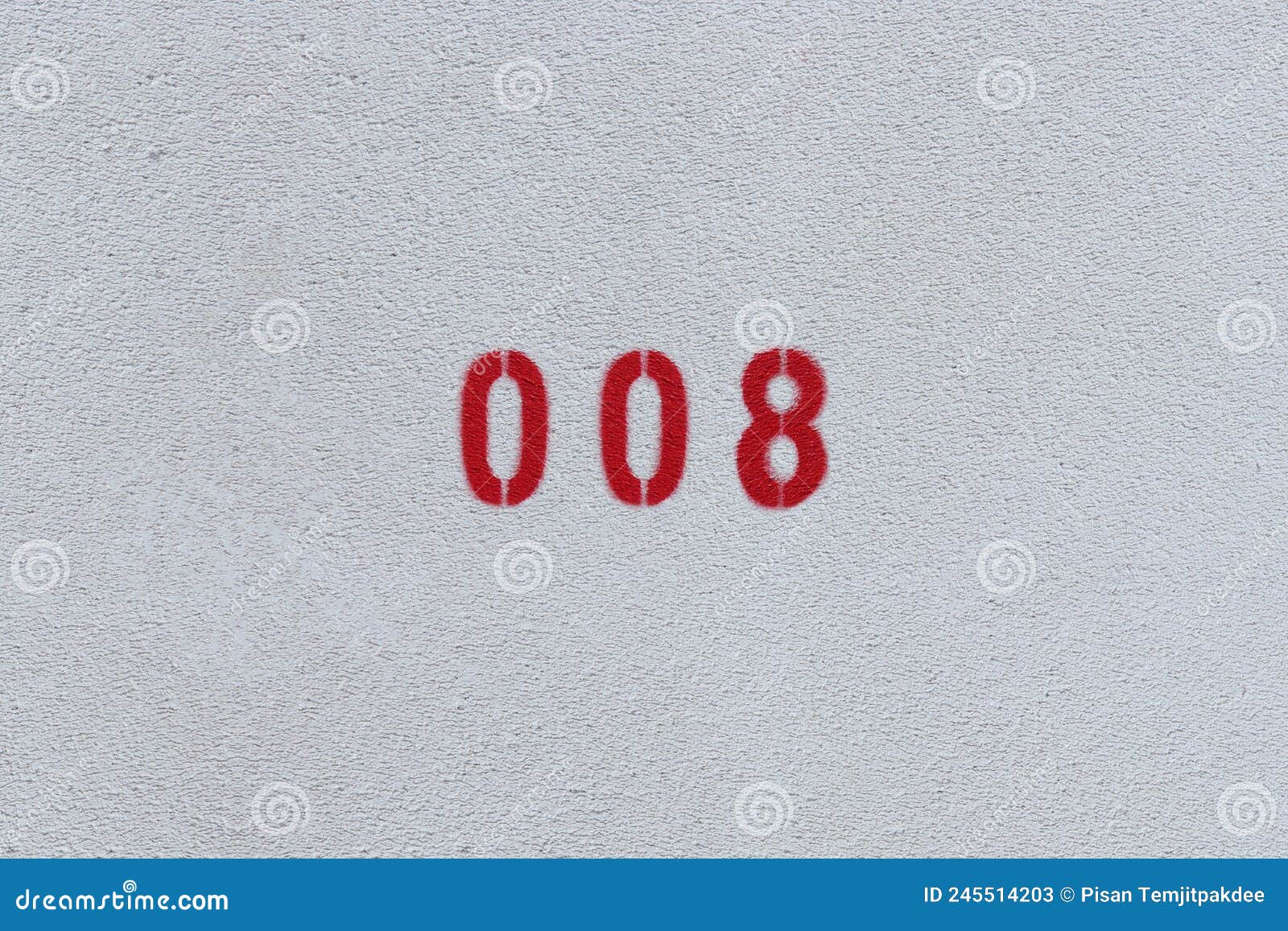 008 Number on the White Wall Stock Image - Image of paint, forty: 245514203