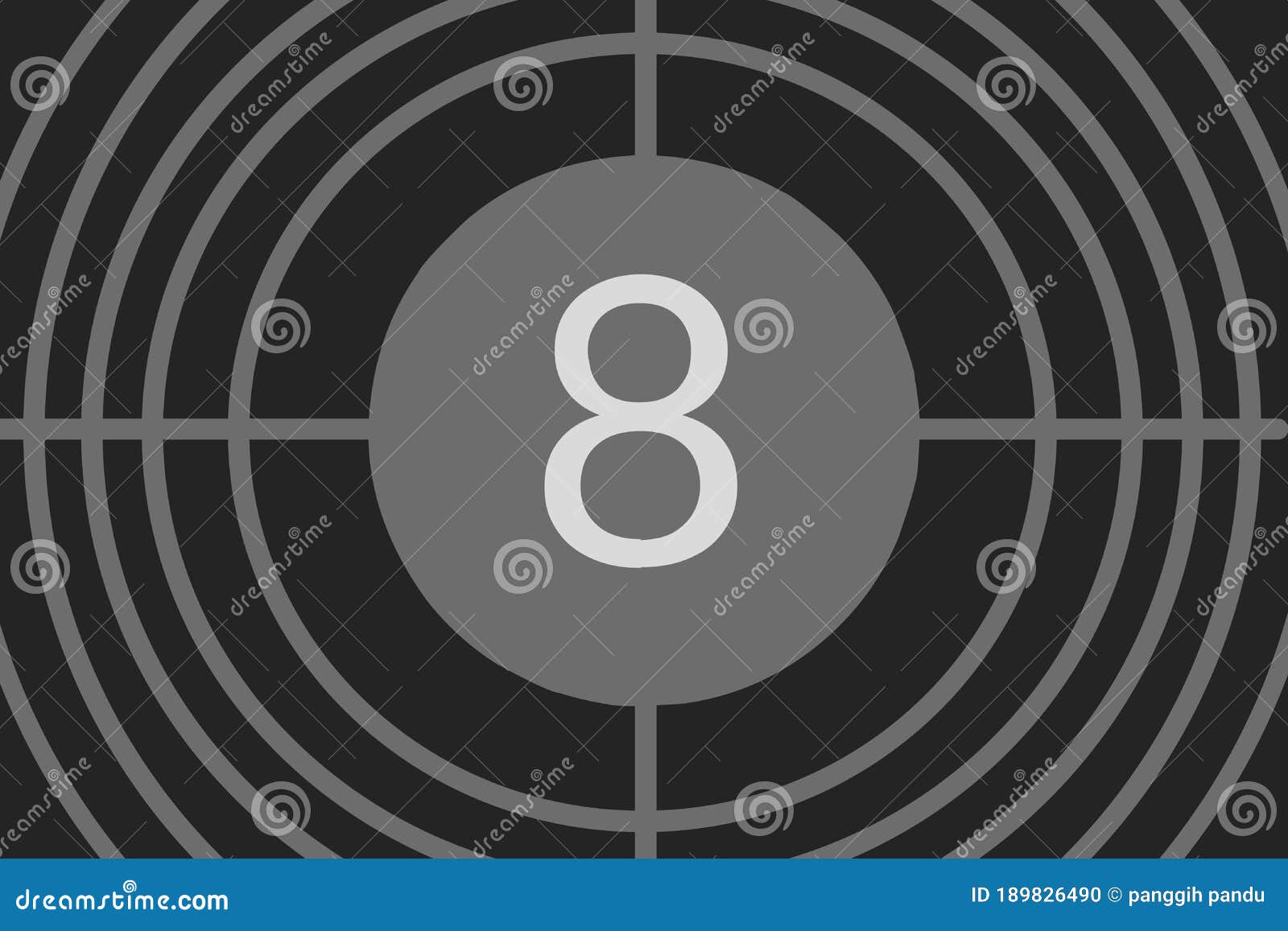 Number Eight on Circle Target with Black Background Stock Illustration ...