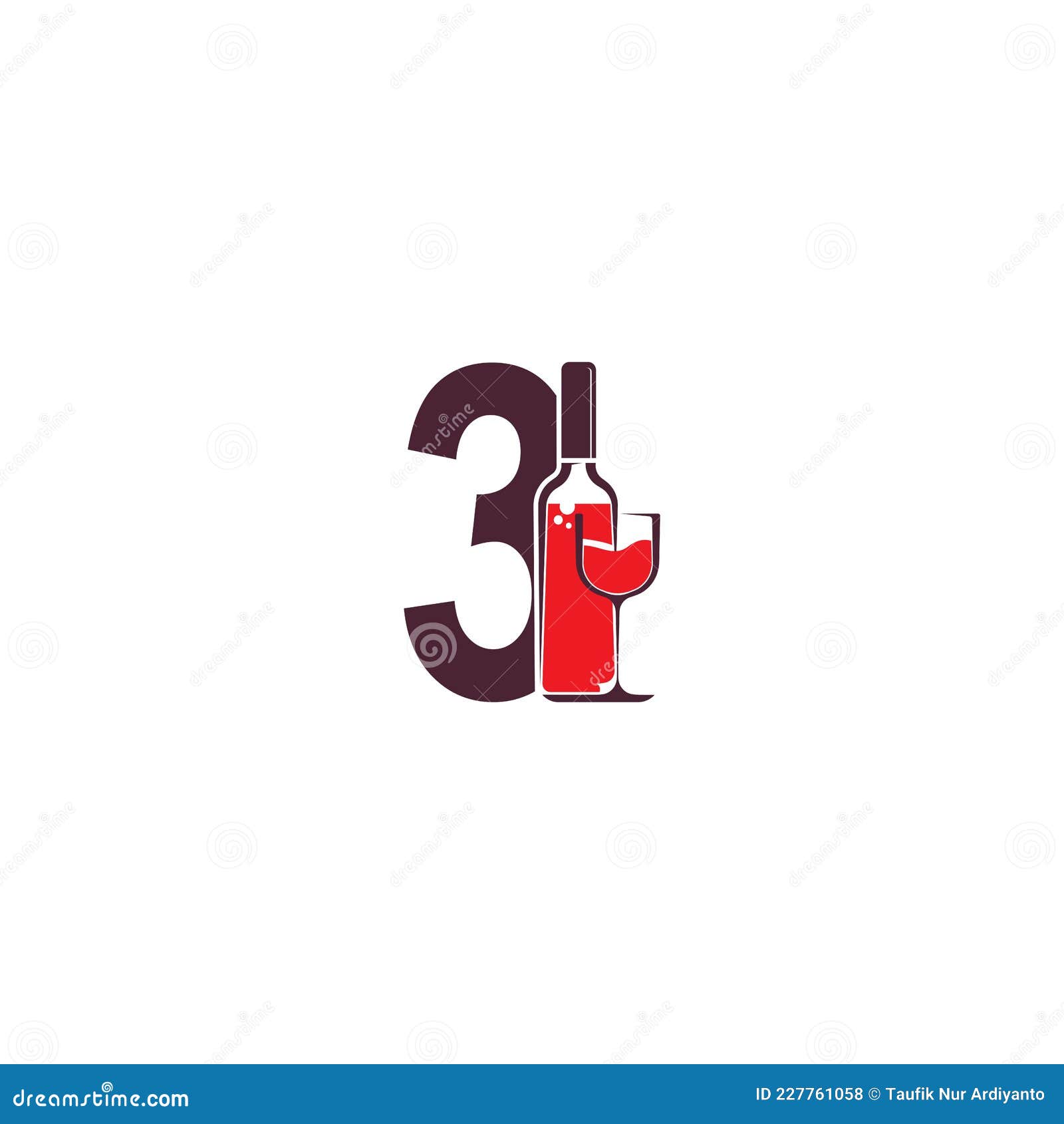 Number 3 with Wine Bottle Icon Logo Vector Stock Vector - Illustration ...