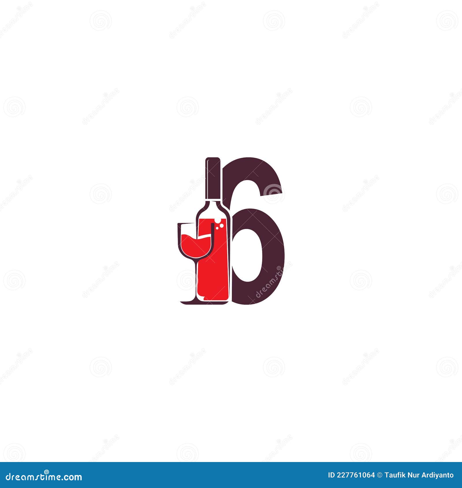 Number 6 with Wine Bottle Icon Logo Vector Stock Vector - Illustration ...