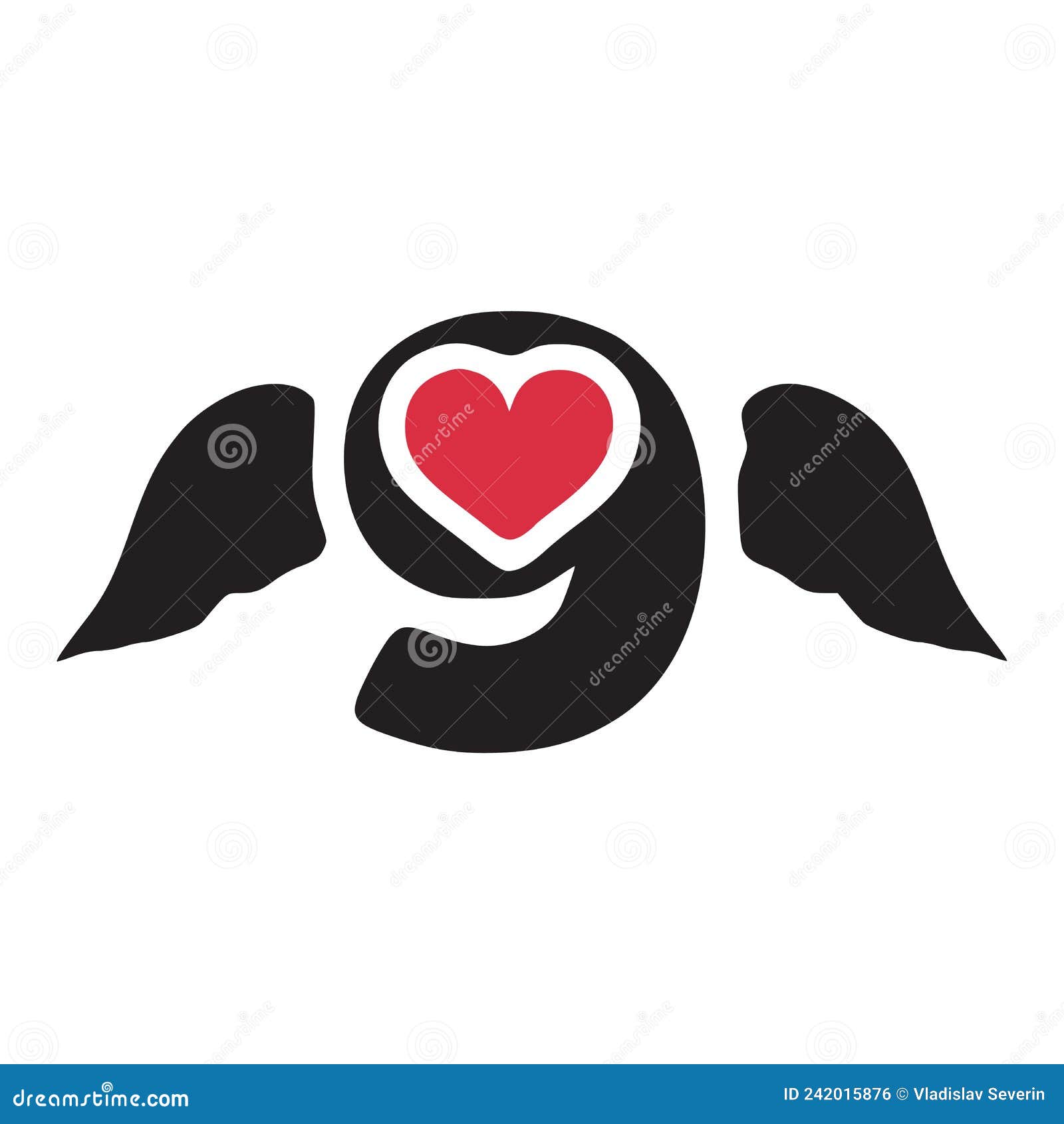 Number 9 with Wings and Heart Symbol Stock Vector - Illustration of ...