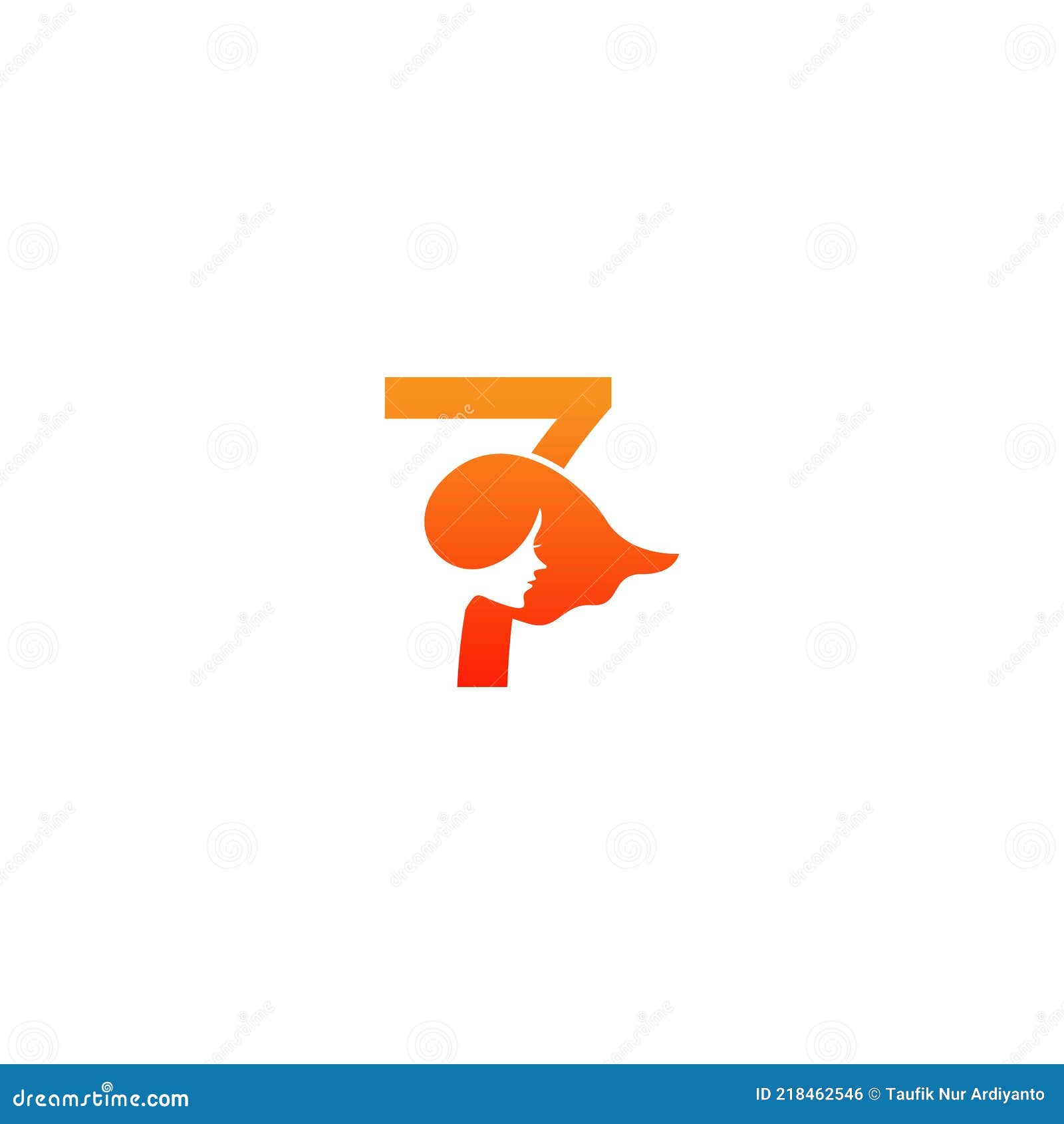 Number 7 with Woman Face Logo Icon Design Vector Stock Vector ...