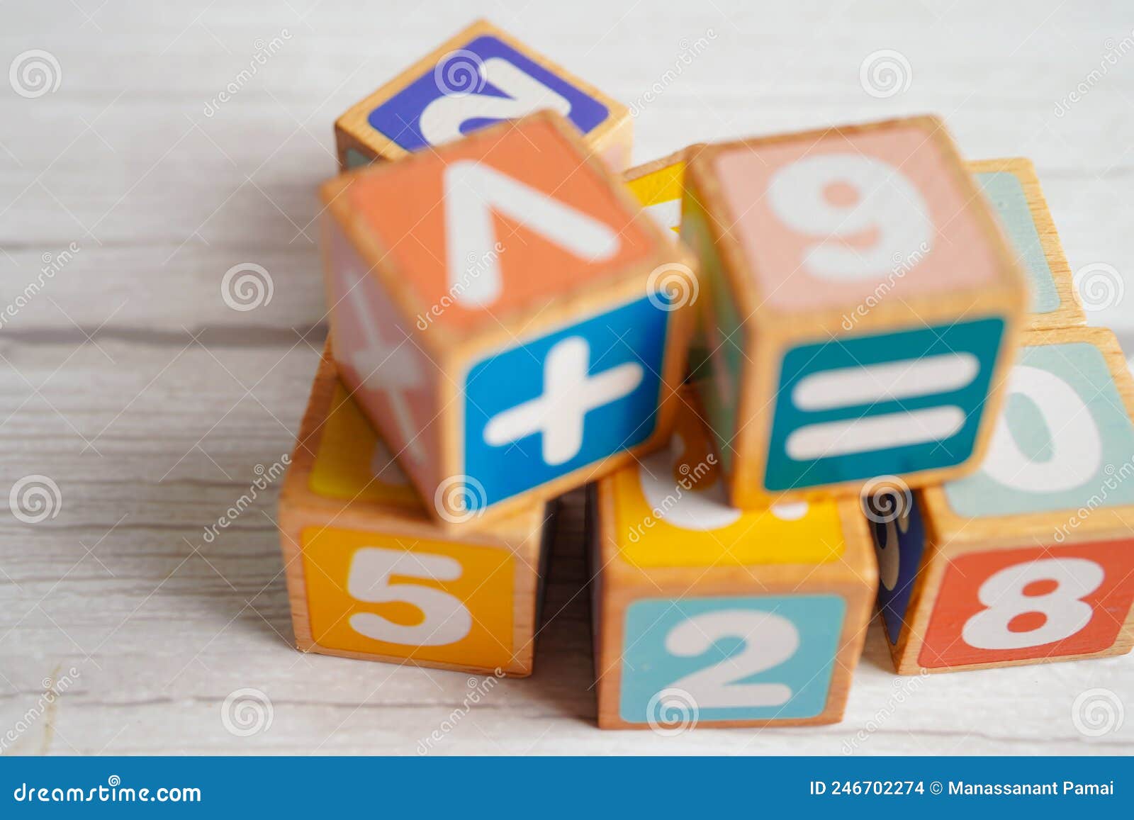 Number Wood Block Cubes for Learning Mathematic, Education Math Concept ...