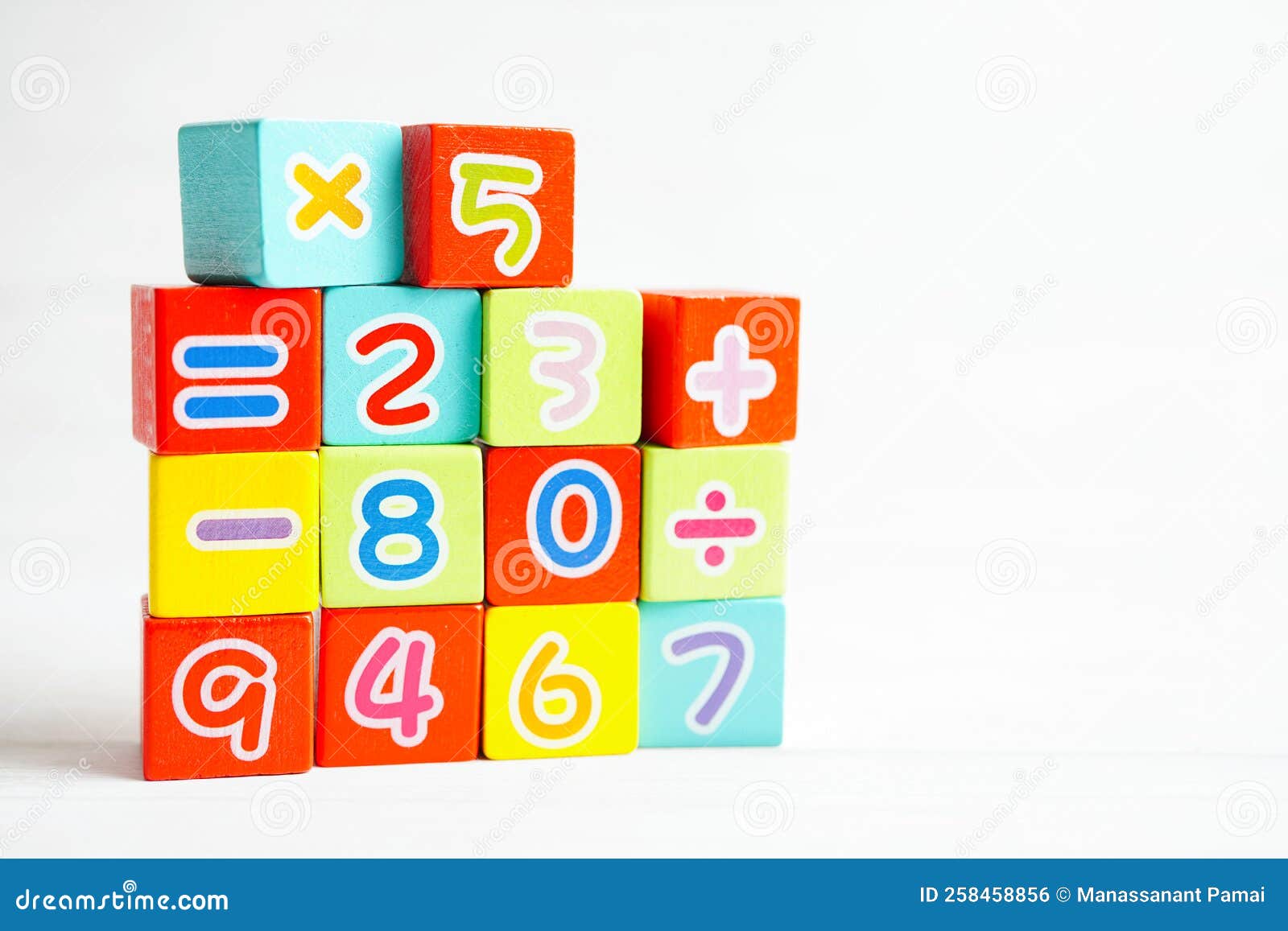 Number Wood Block Cubes for Learning Mathematic, Education Math Concept ...