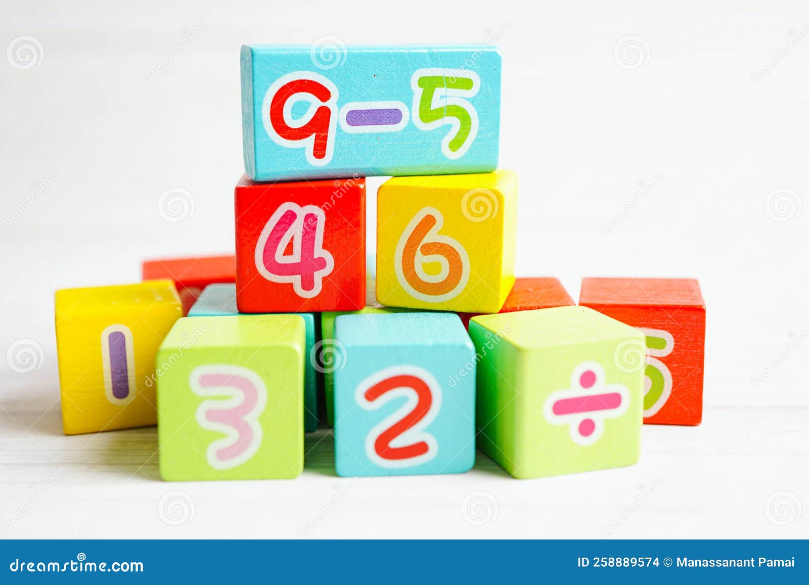 Number Wood Block Cubes for Learning Mathematic, Education Math Concept ...