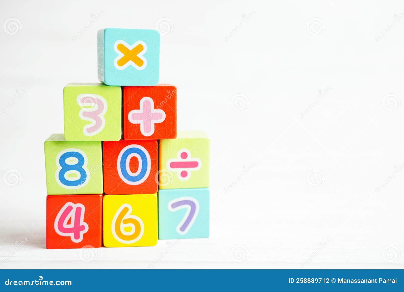 Number Wood Block Cubes for Learning Mathematic, Education Math Concept ...