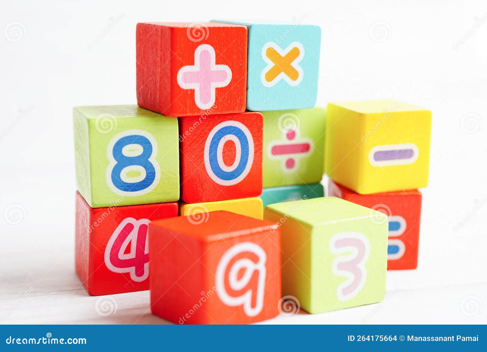 Number Wood Block Cubes for Learning Mathematic, Education Math Concept ...