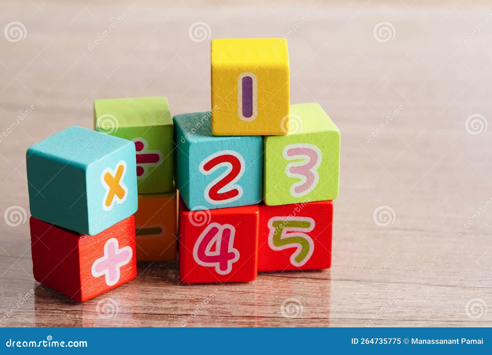 Number Wood Block Cubes for Learning Mathematic, Education Math Concept ...