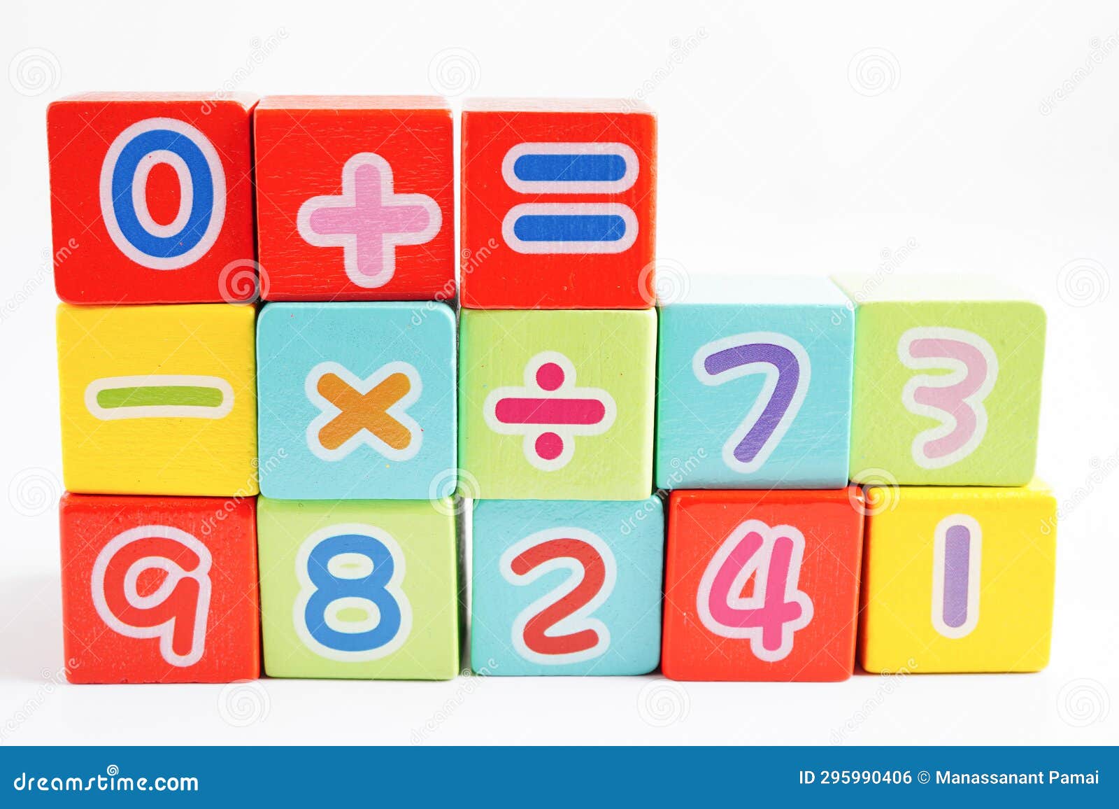 Number Wood Block Cubes for Learning Mathematic, Education Math Concept ...