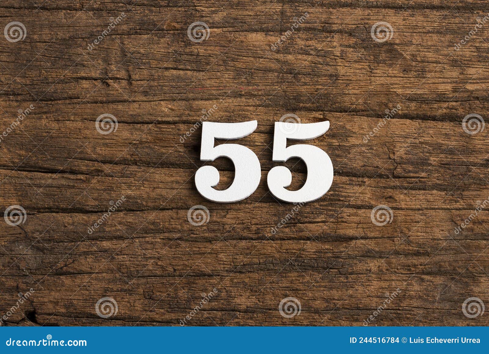 Number 55 in Wood, Isolated on Rustic Background Stock Photo - Image of ...