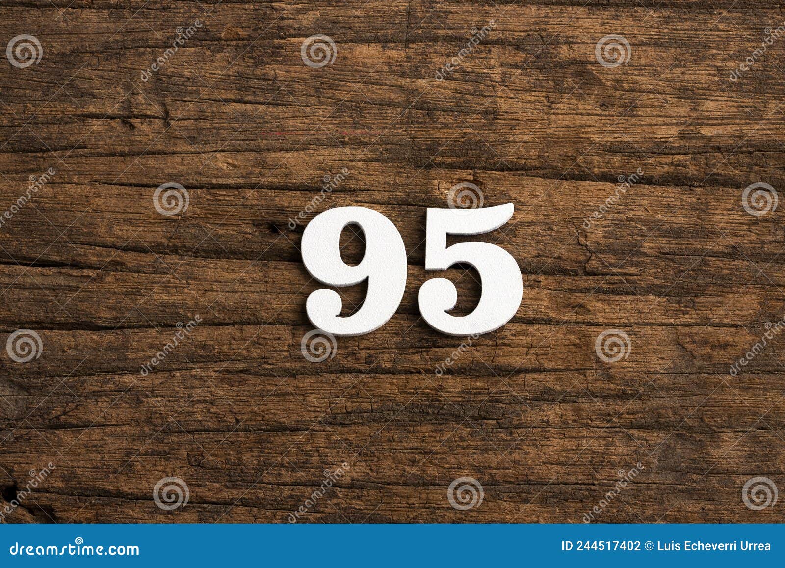 Number 95 in Wood, Isolated on Rustic Background Stock Photo - Image of ...