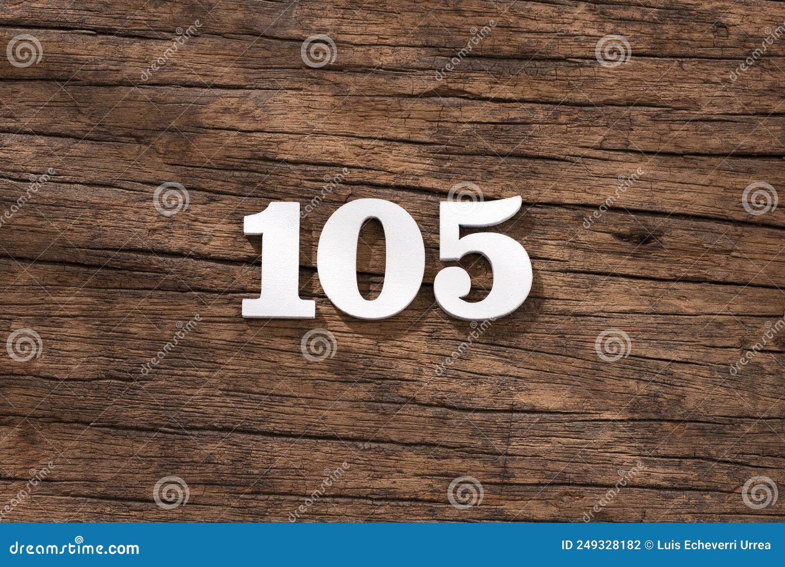 Number 105 in Wood, Isolated on Rustic Background Stock Photo - Image ...