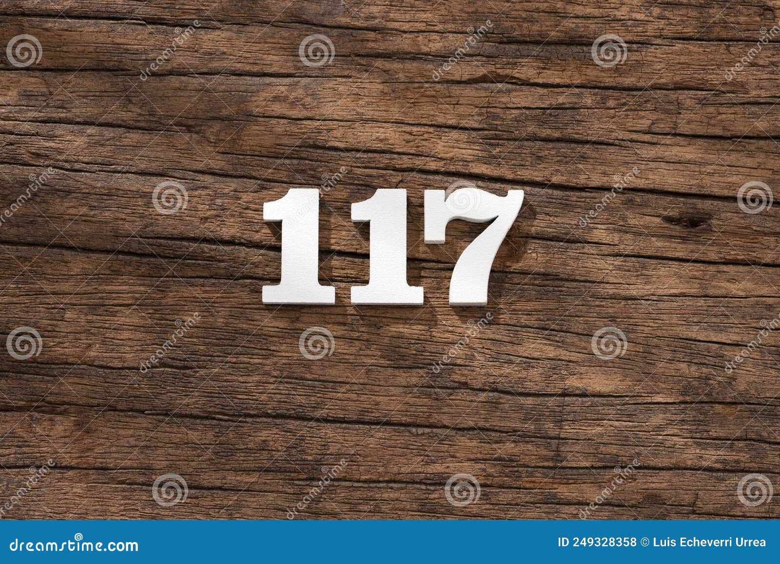 Number 117 in Wood, Isolated on Rustic Background Stock Photo - Image ...