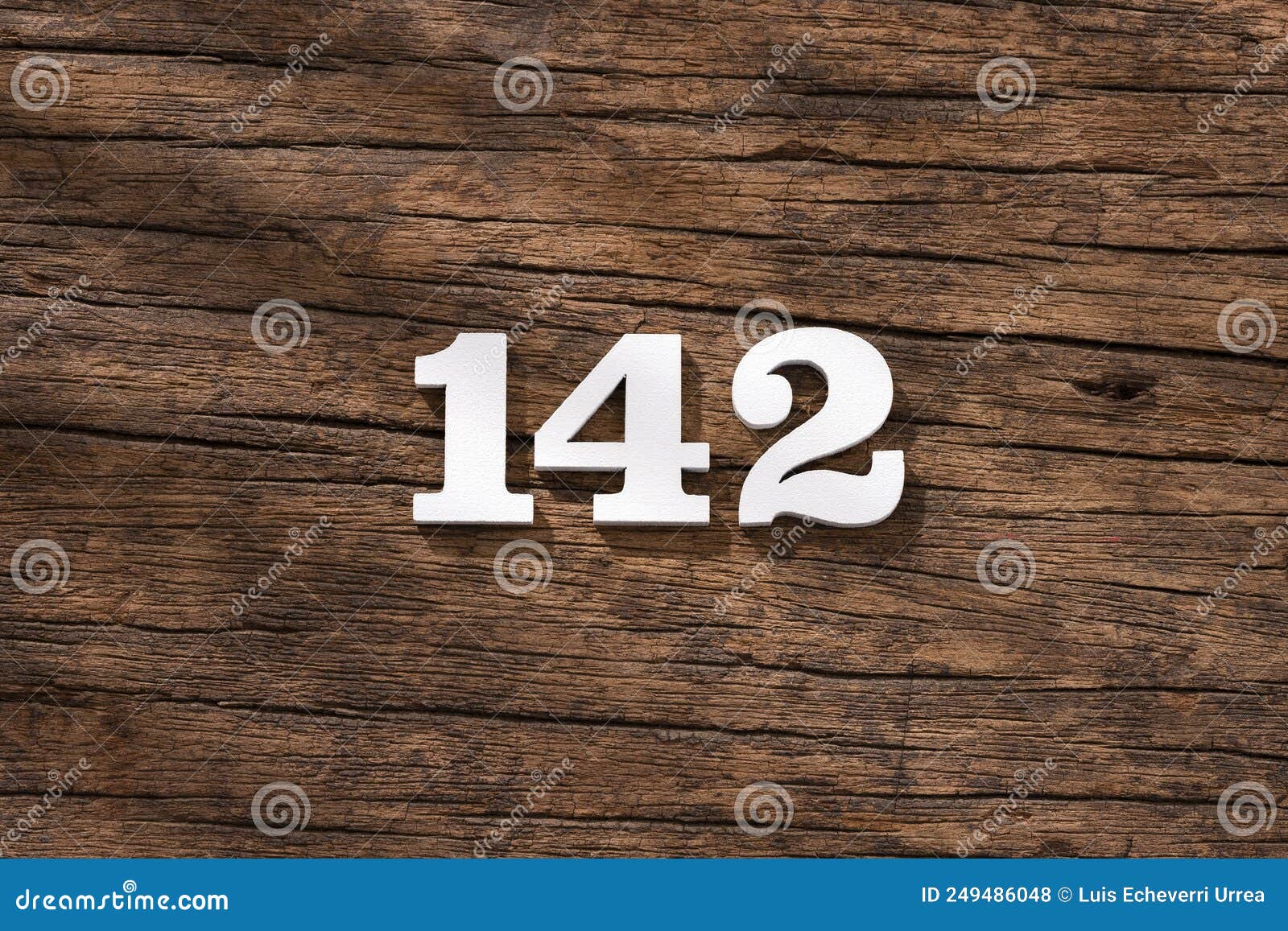 Number 142 - Piece on Rustic Wood Background Stock Photo - Image of ...