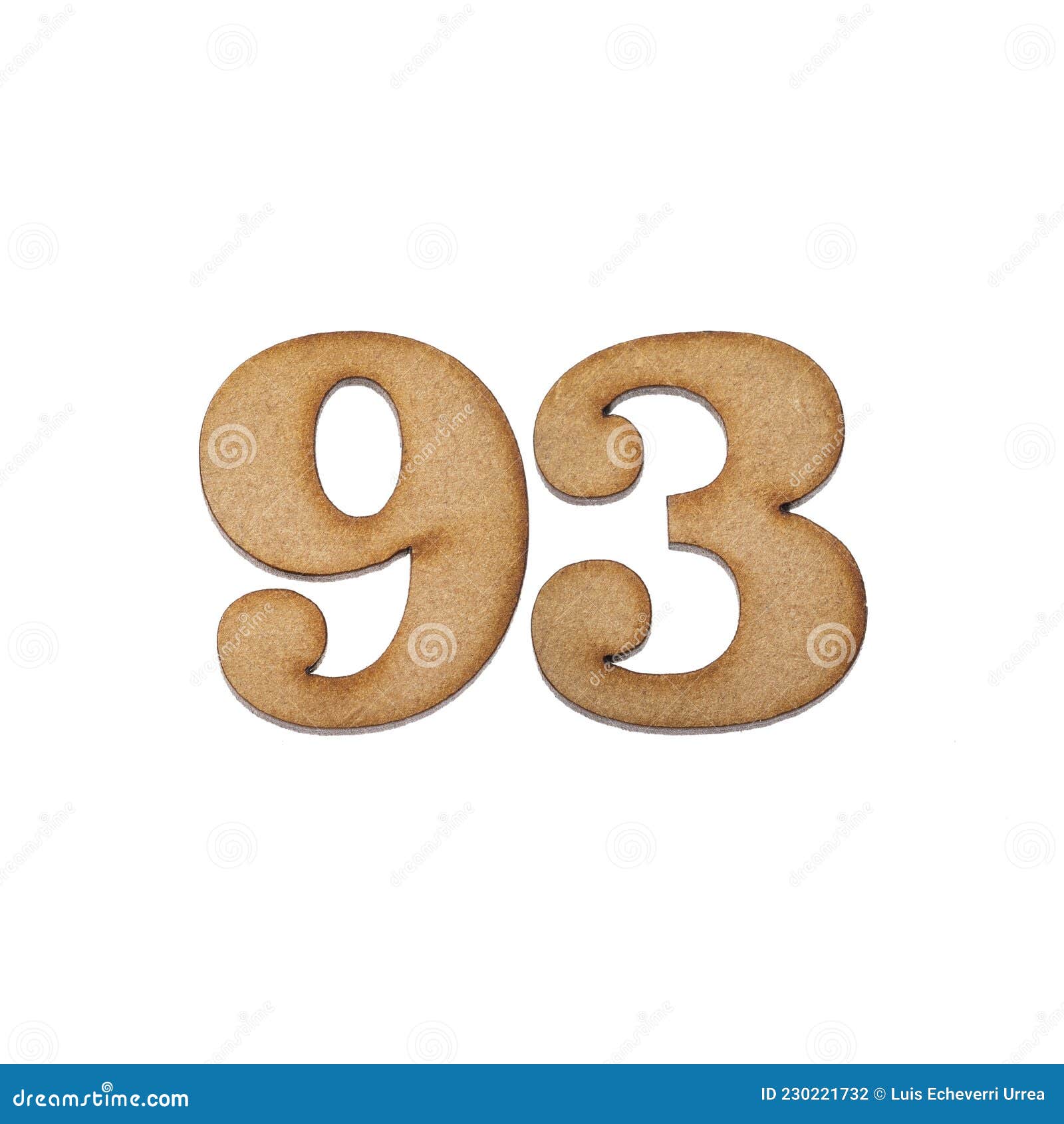 Number 93 in Wood, Isolated on White Background Stock Photo - Image of ...