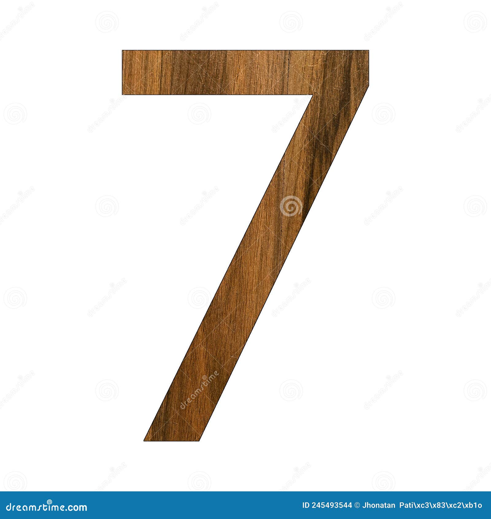Number 7 in Wood Texture - White Background Stock Photo - Image of font ...