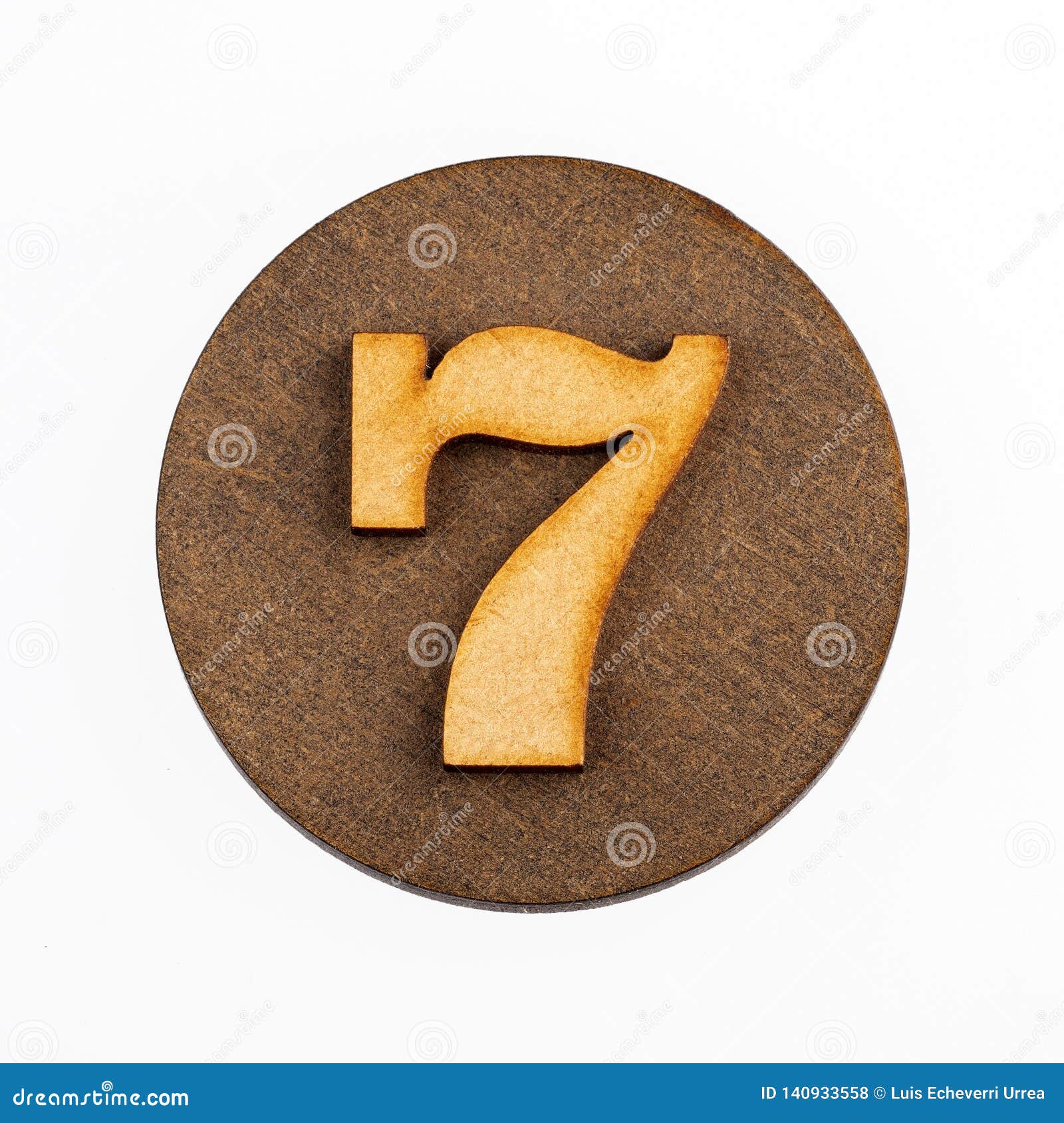 Number 7 in Wood - White Background Stock Photo - Image of three, zero ...