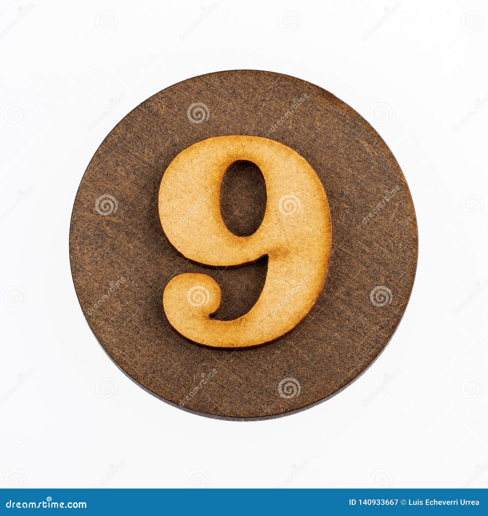 Number 9 in Wood - White Background Stock Image - Image of concept ...
