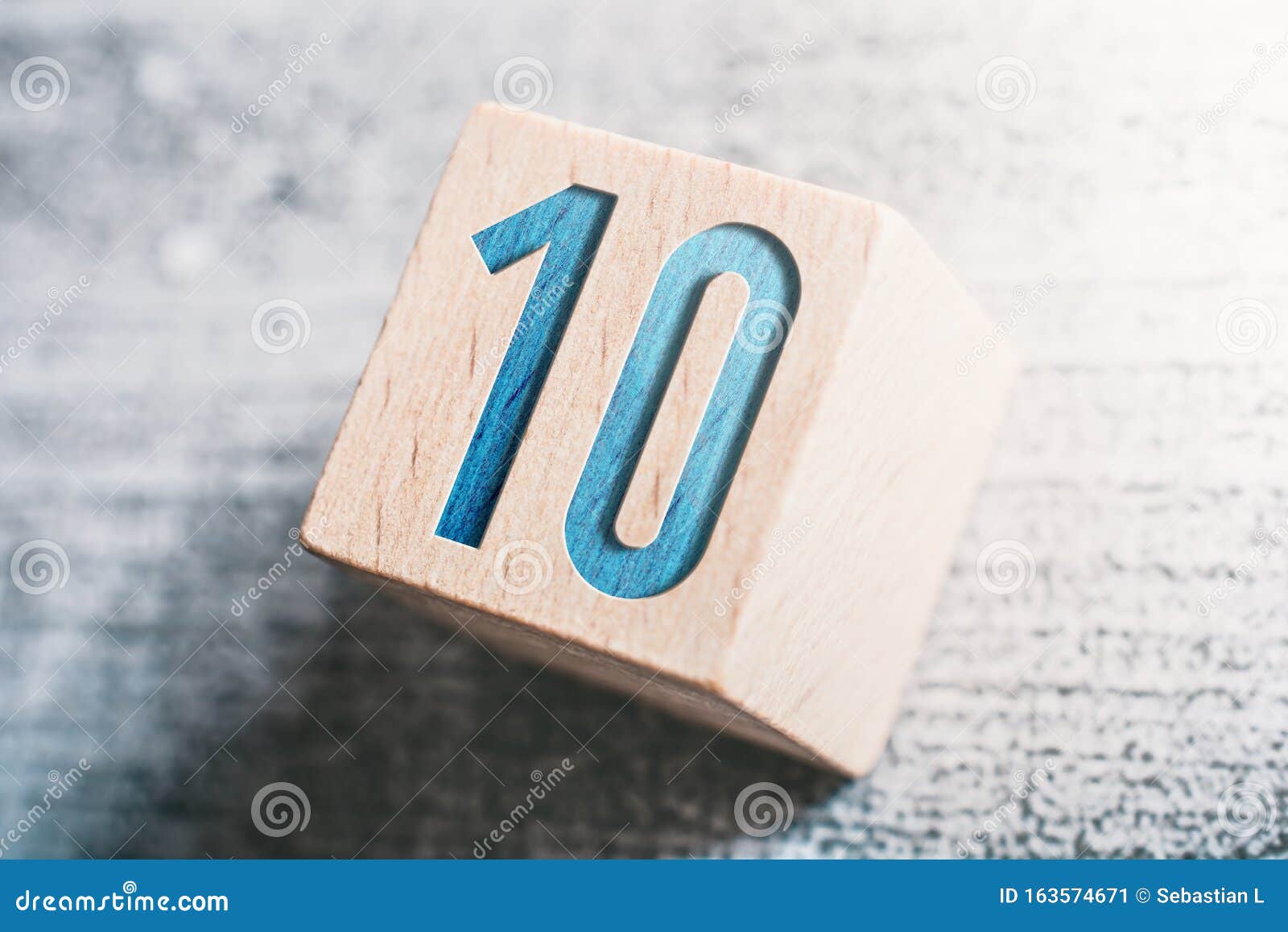 Number 10 on a Wooden Block on a Table Stock Image - Image of blue ...