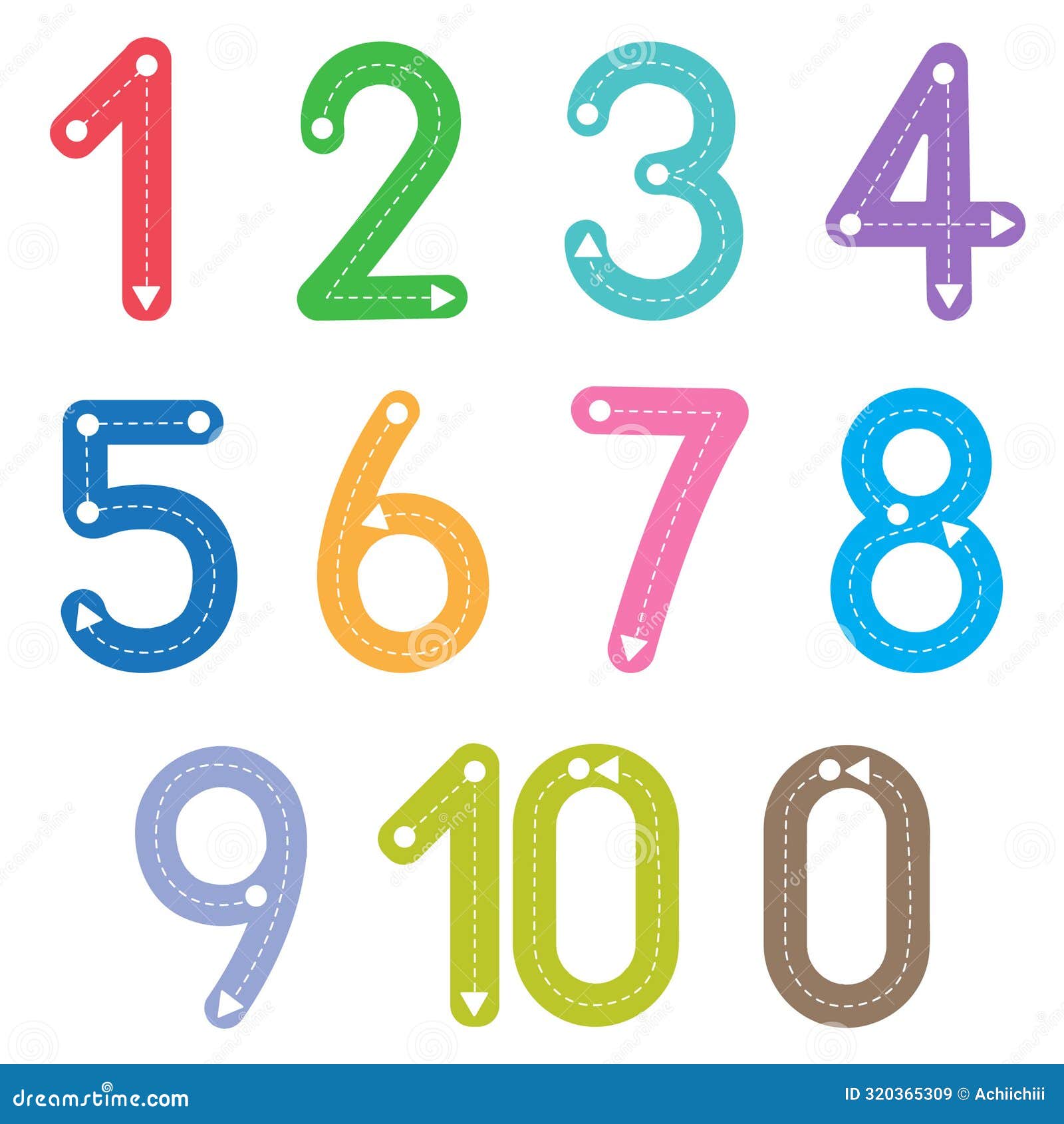 0-10 Number Writing for Kids. Stock Vector - Illustration of teach ...