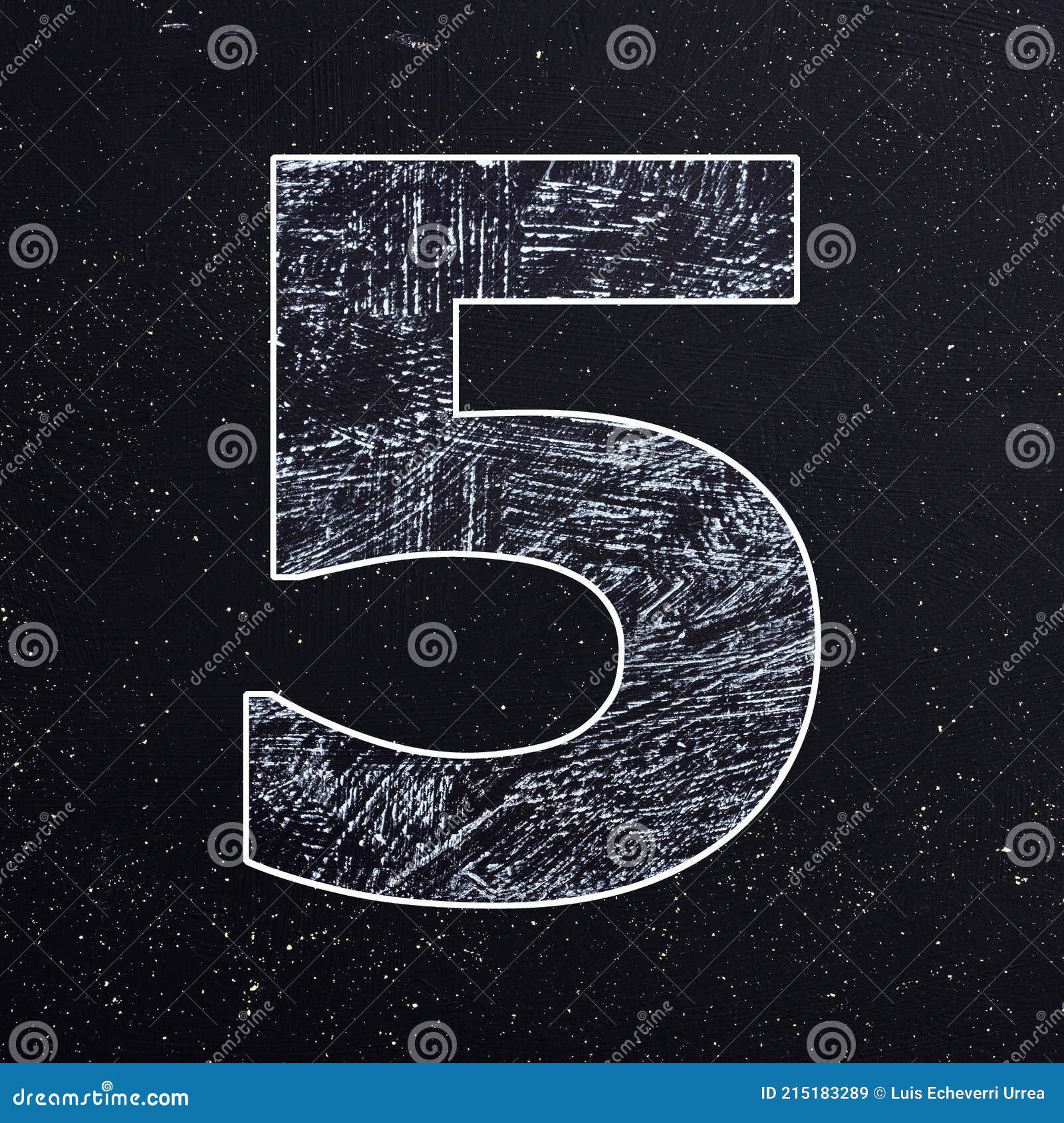 Five - Number Written with Chalk on the Blackboard Stock Illustration ...
