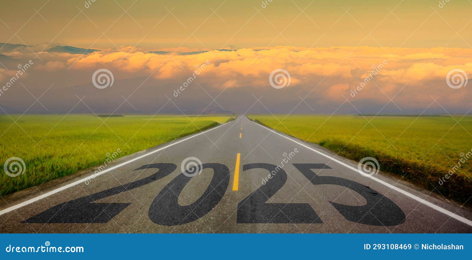 Number 2025 Written On Empty Road. Concept Of New 2024 Year. Concept Of ...