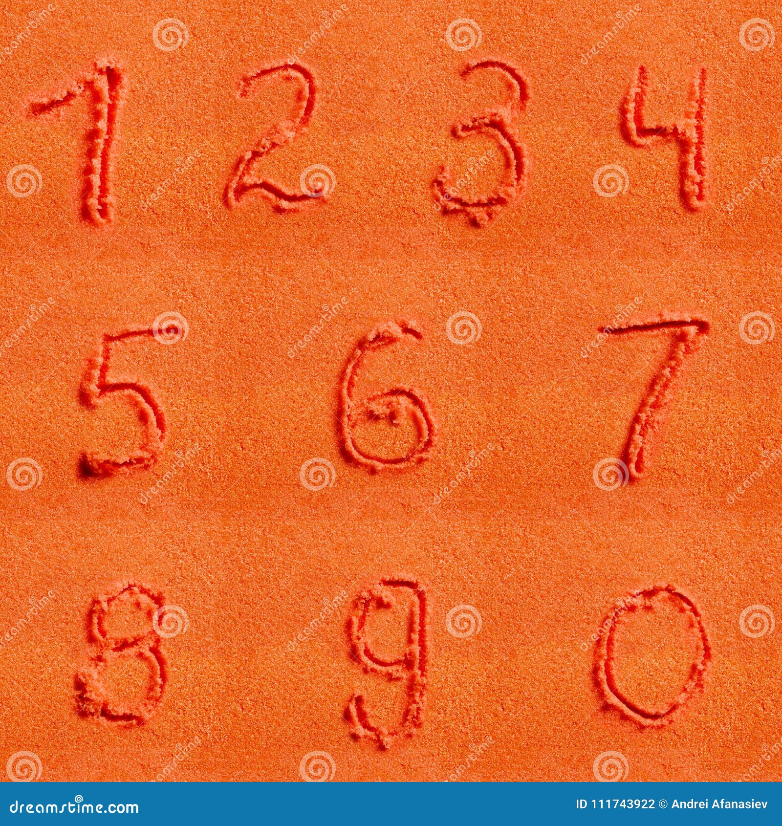 Number Written on Orange Sand Stock Photo - Image of numeral ...